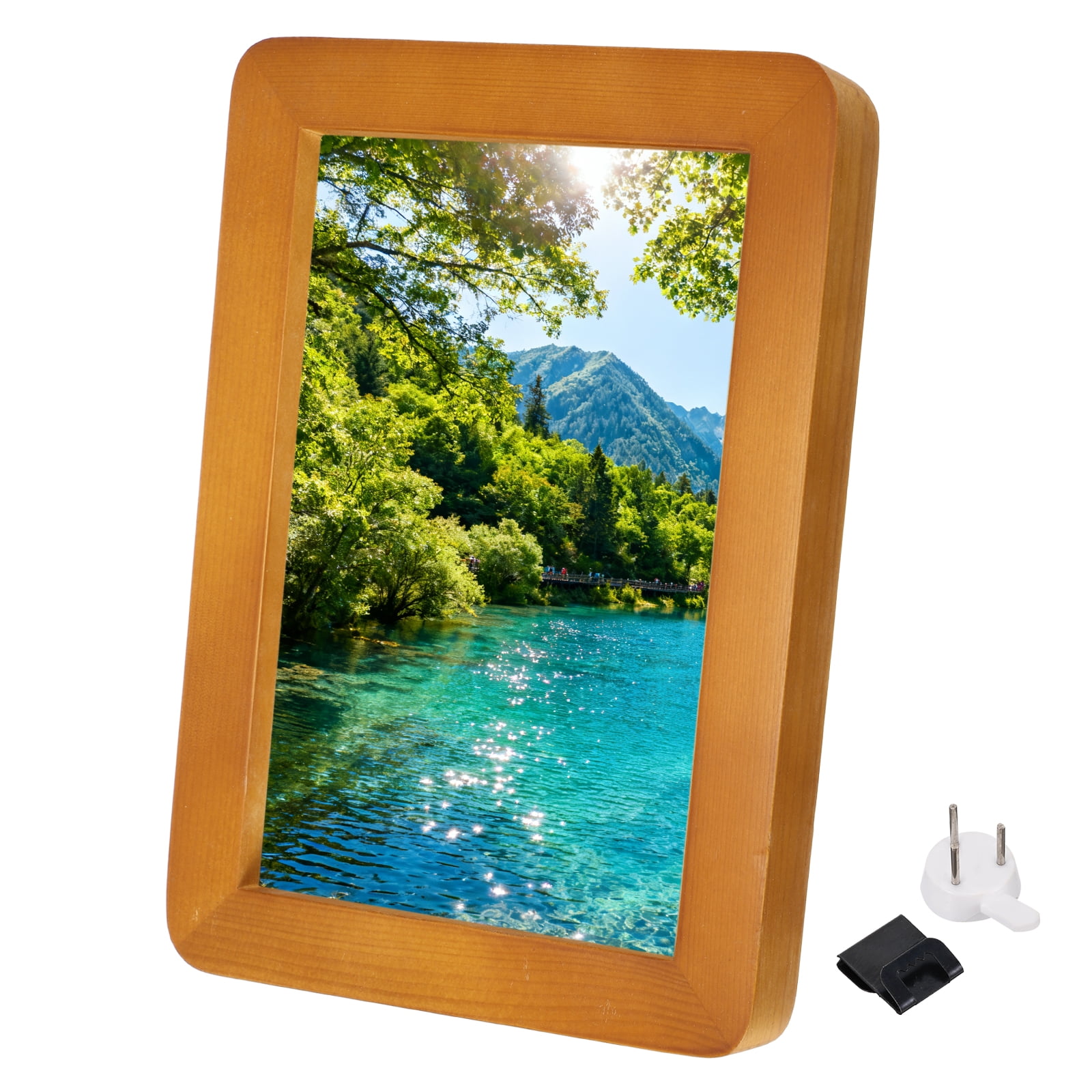 Uxcell Walnut Color Rectangle Photo Frame, 8.1x6.2" Wooden Photo Frame ...