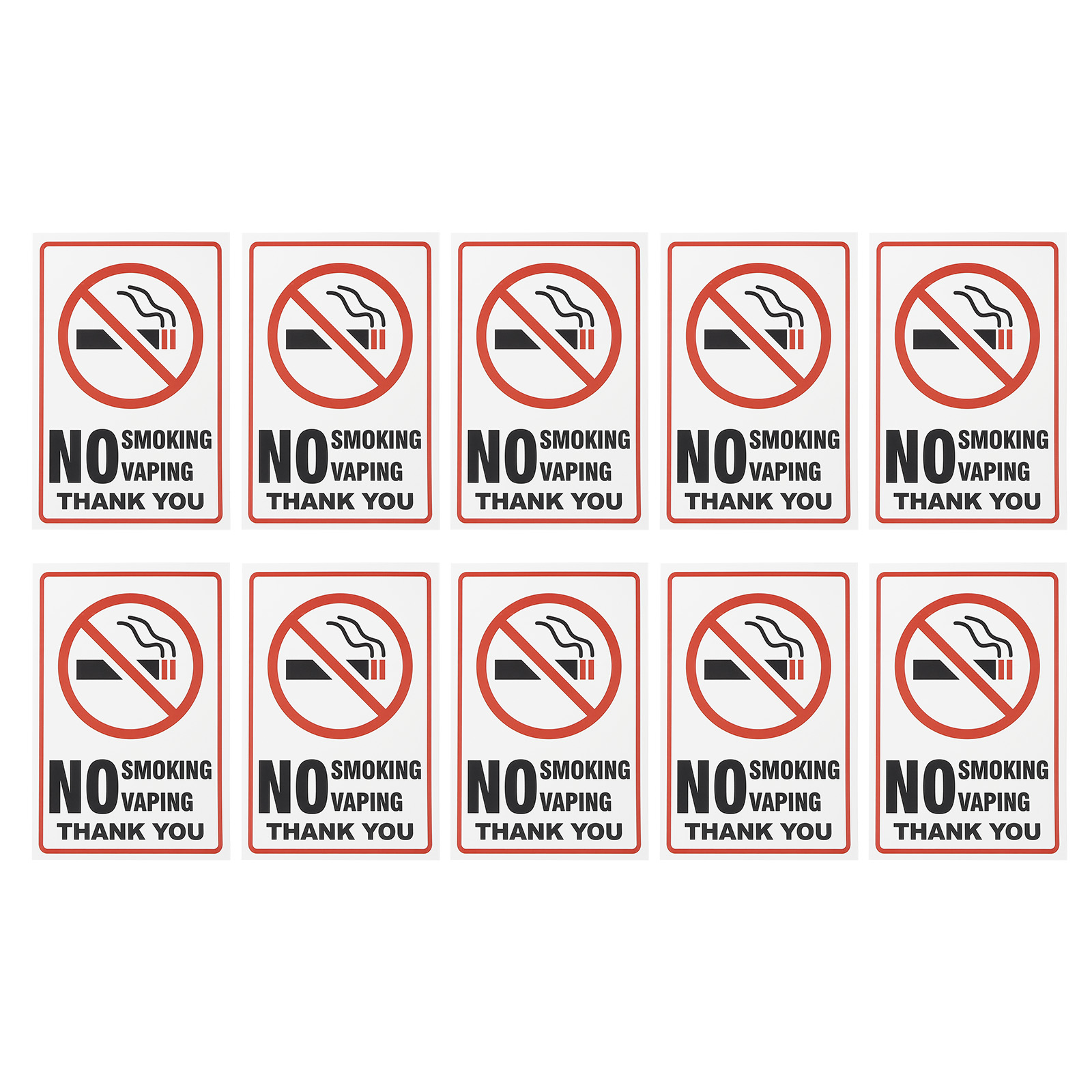 Uxcell Warning Sign 5x7" Adhesive Labels No Smoking Vaping Stickers 10 ...