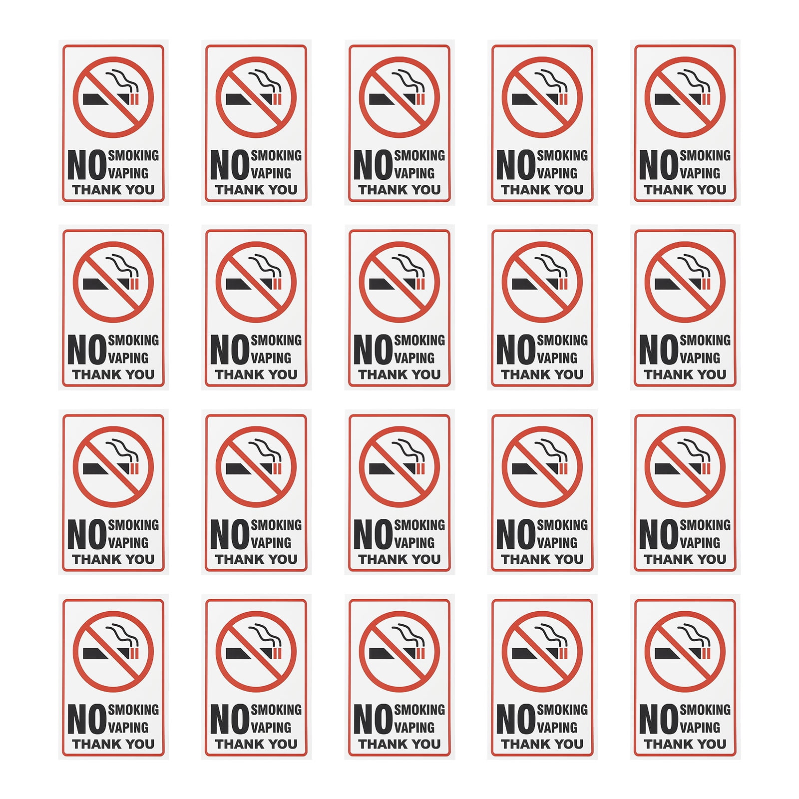 Uxcell Warning Sign 5x7" Adhesive Labels No Smoking Vaping Stickers 20 ...