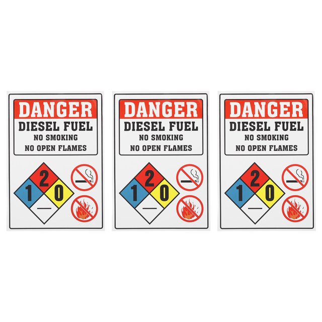 Uxcell Warning Sign 7x10" Adhesive Labels Danger Diesel Fuel Stickers 3 ...