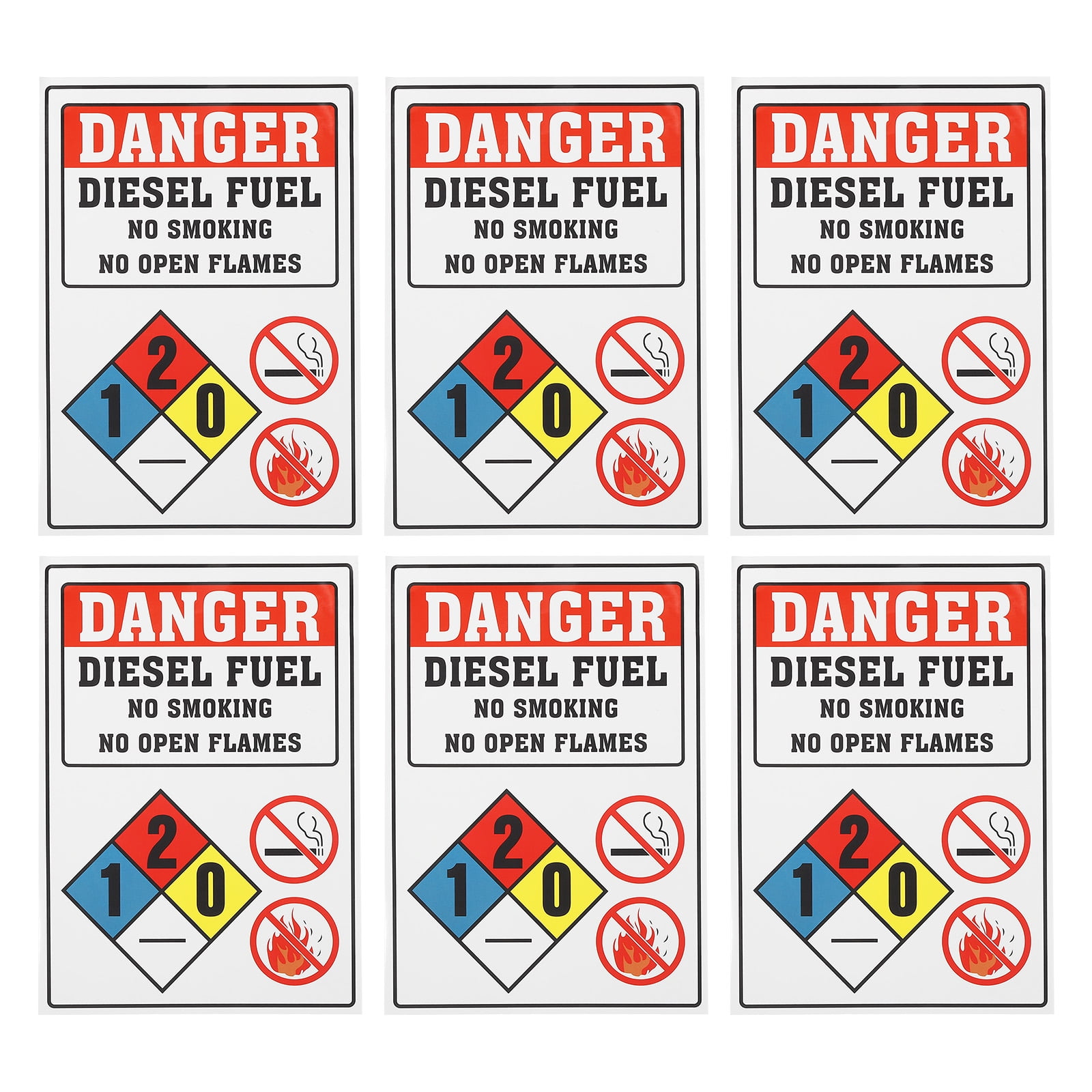 Uxcell Warning Sign 7x10" Adhesive Labels Danger Diesel Fuel Stickers 6 ...