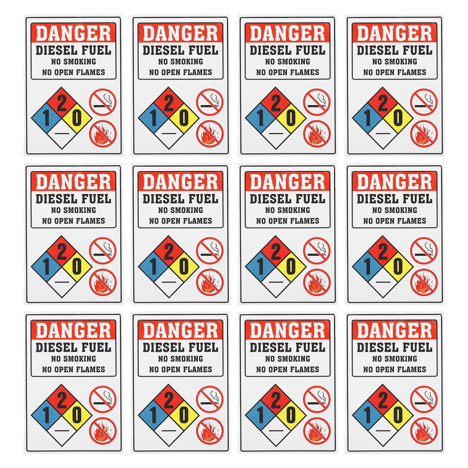 Uxcell Warning Sign 7x10" Adhesive Labels Danger Diesel Fuel Stickers 9 ...