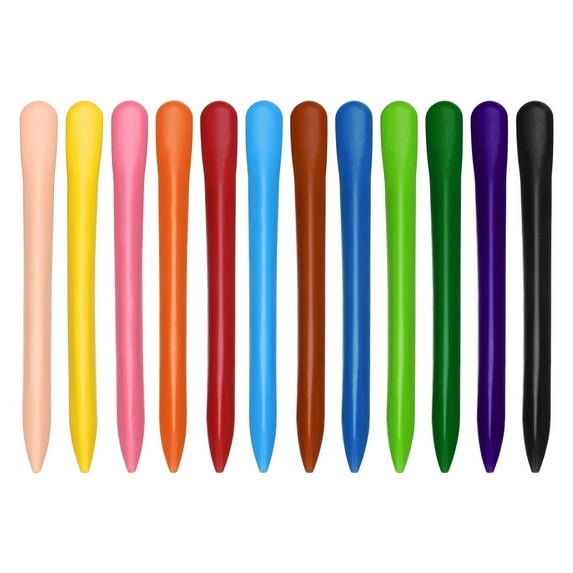 Uxcell Washable Crayons, 12Pcs Easy Grip Triangle Long Crayon with Cute ...
