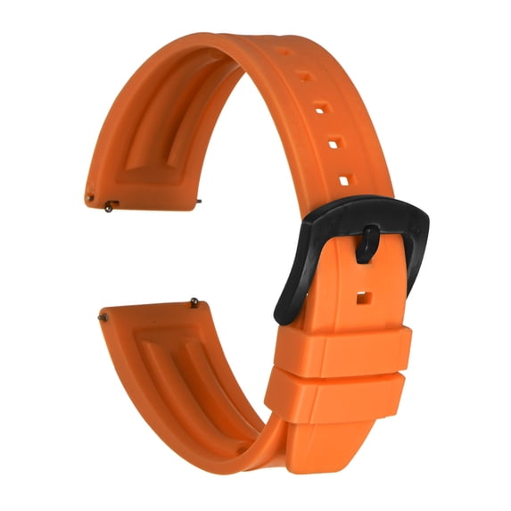 Uxcell Watch Bands 22mm Rubber Watch Strap Quick Release Orange Strap ...