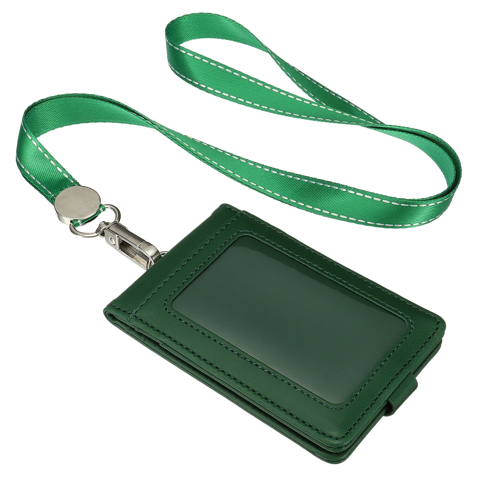 Uxcell Folded PU Leather ID Badge Holder with Lanyard with 1 Clear ...