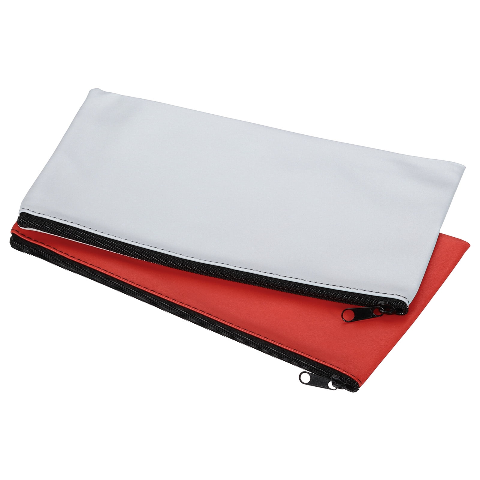 Uxcell Waterproof Zipper Bag Leatherette Bills Pencil Pouch, Gray Red 2 ...