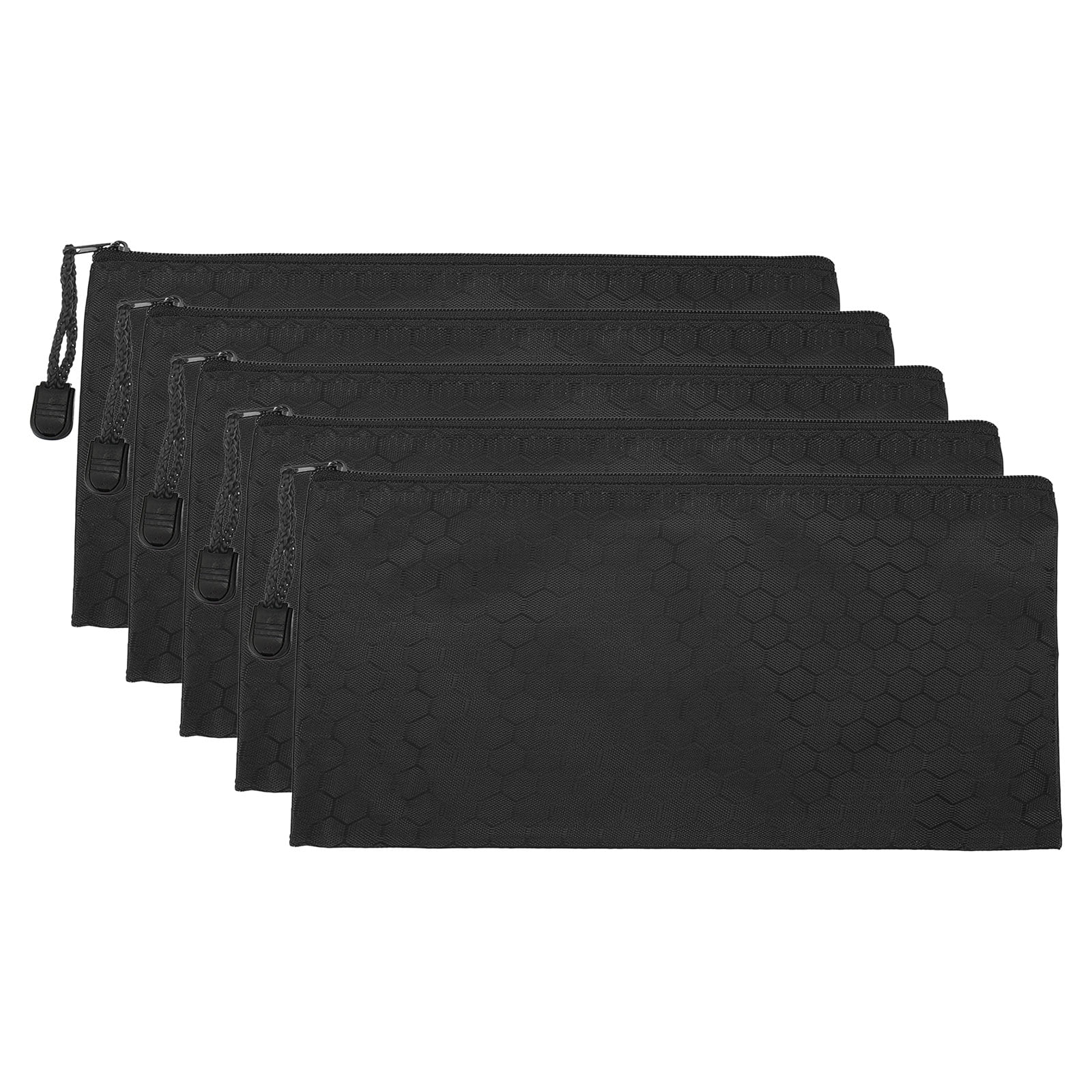 Uxcell Waterproof Zipper File Bags, A6 Document Holders, Black 5 Pack ...
