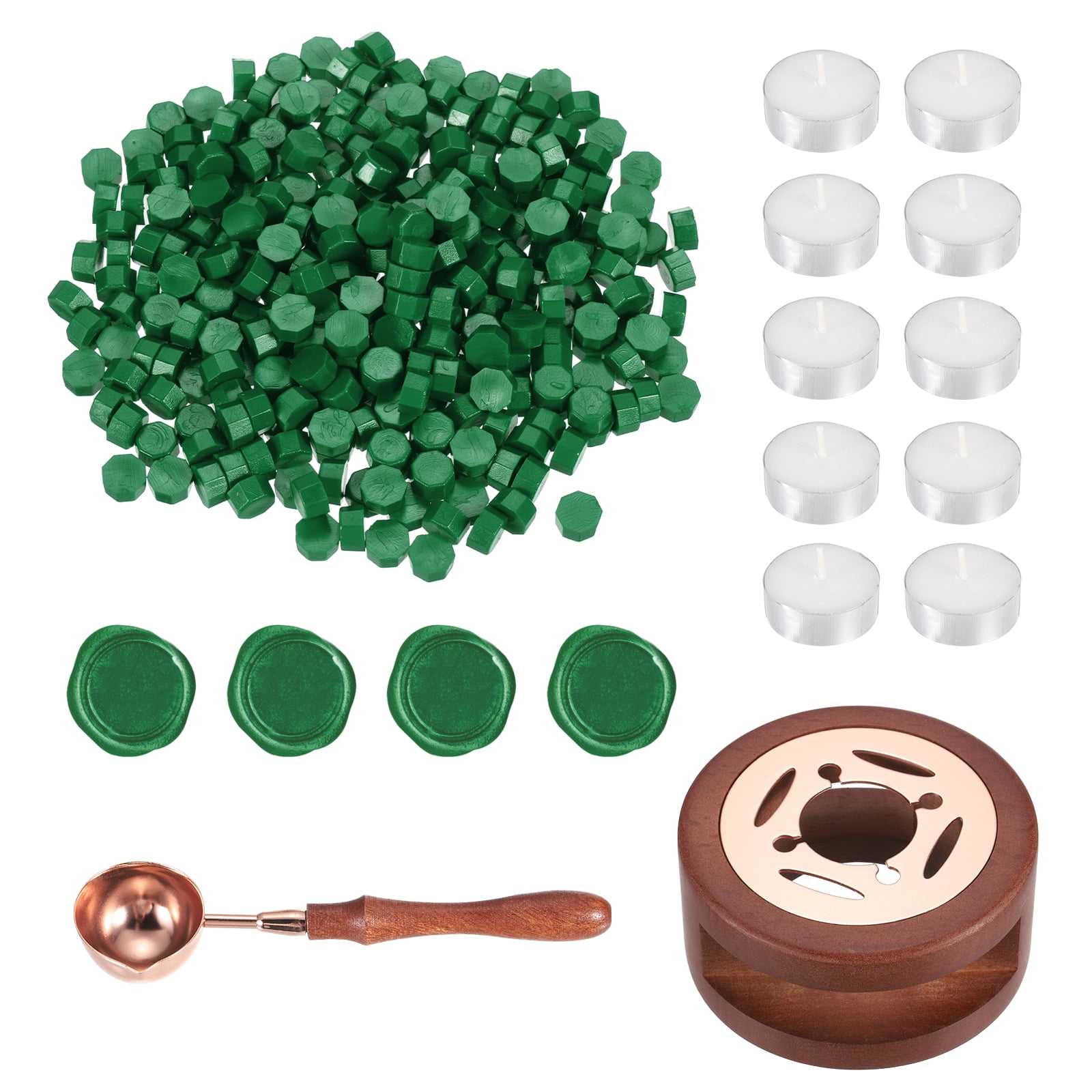 Uxcell Wax Seal Kit 300 Pcs Wax Sealing Beads Wooden Warmer Melted ...