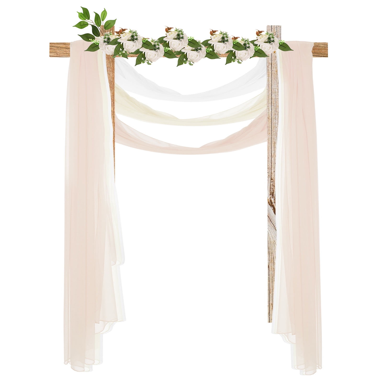 Uxcell Wedding Arch Drape Fabric, 26ft x 30 Inch 3 Panels Chiffon ...