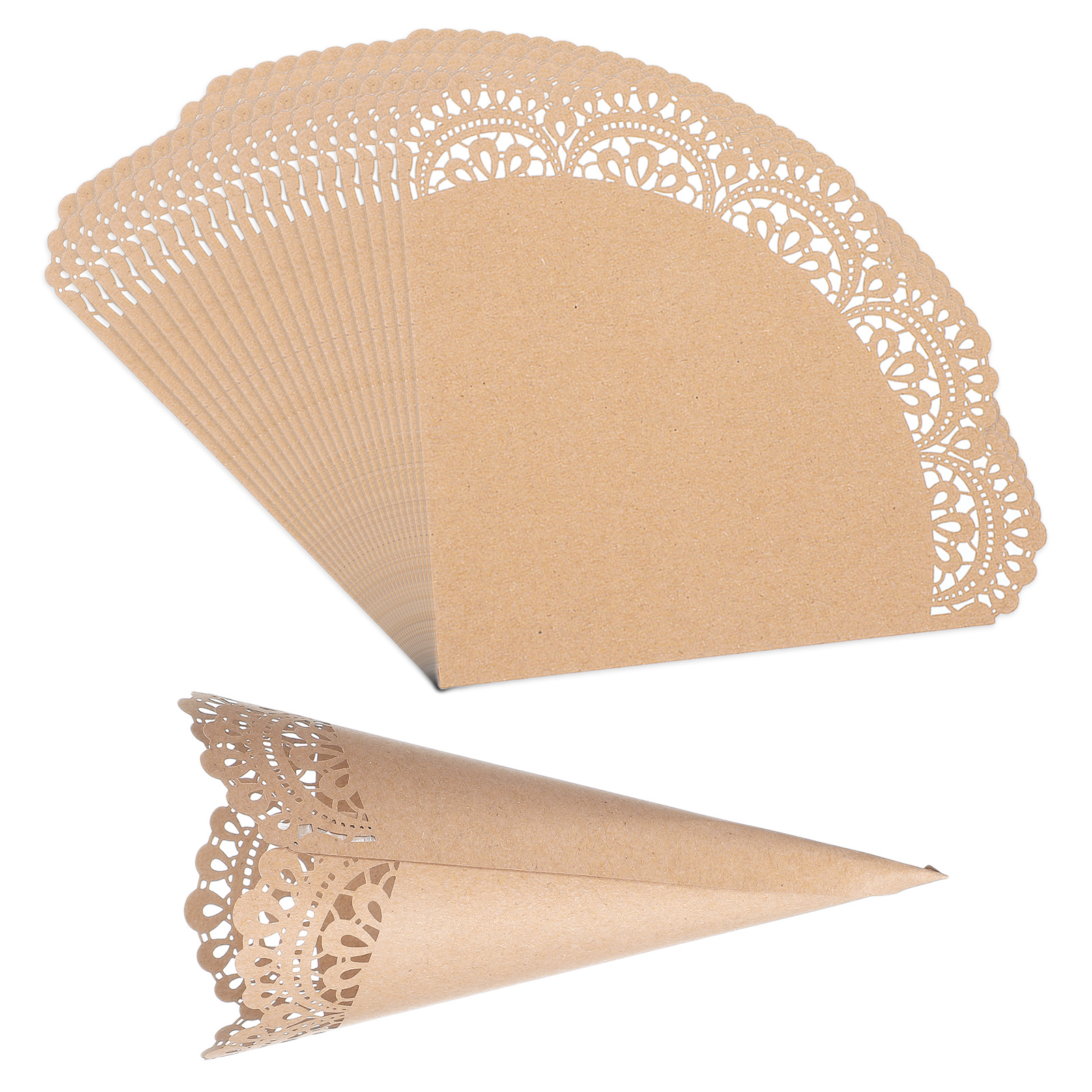 Uxcell Wedding Confetti Cones, 50 Pcs Paper Tapers Hollow Print Cone ...