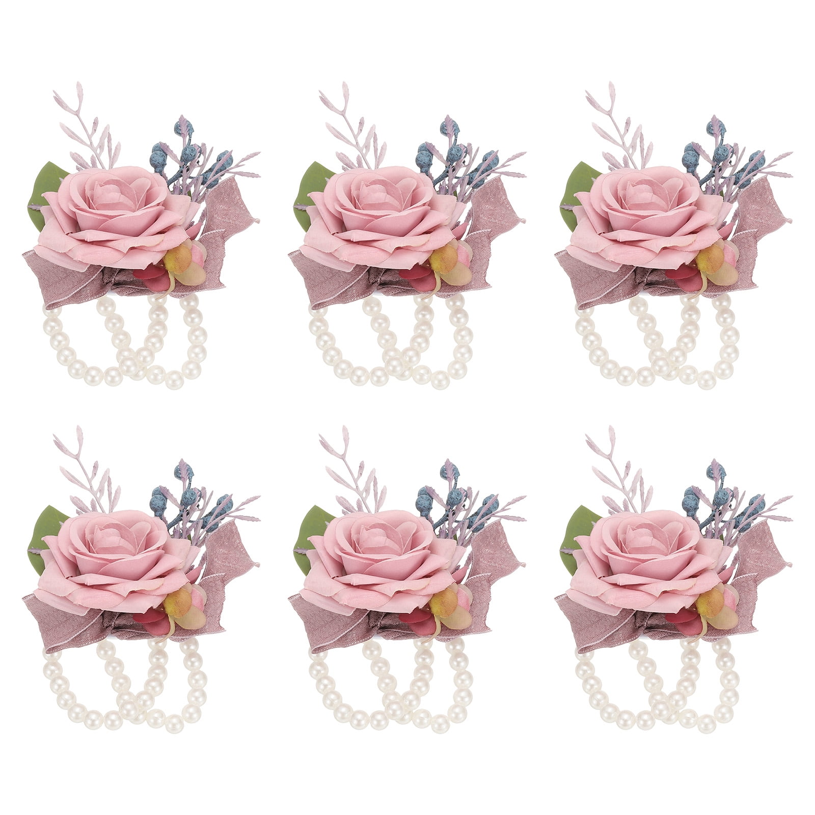 Uxcell Wedding Wrist Corsage, 6 Pcs Prom Party Artificial Flower Wrist ...
