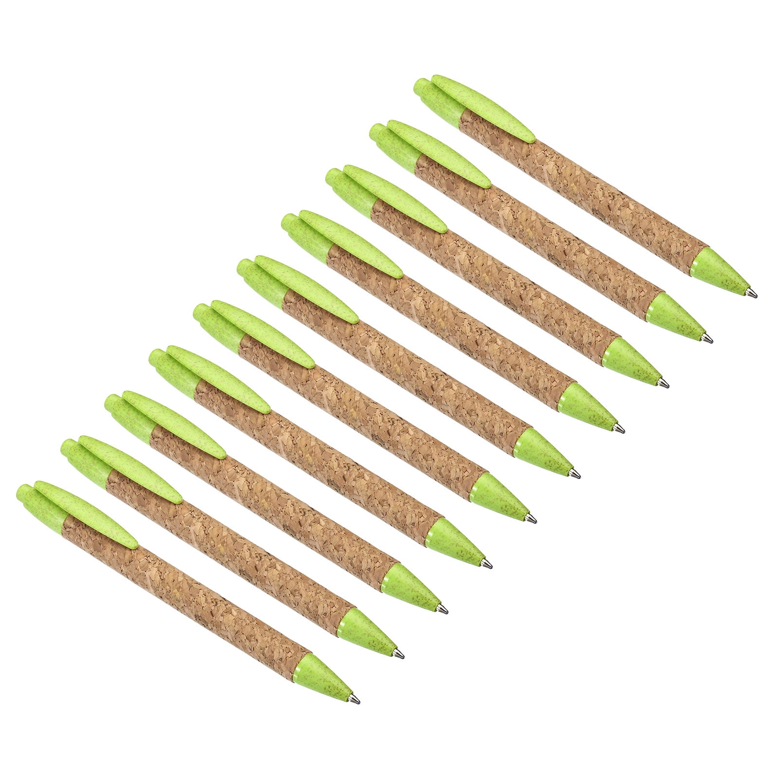 Uxcell Wheat Straw Pens Black Ink Cork Recycle Ballpoint Pens, Green 10 ...