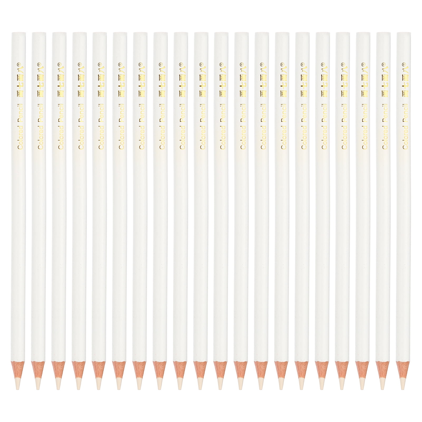 Uxcell White Colored Pencils Set, 20 Pcs Oil Color Pencils Wooden ...