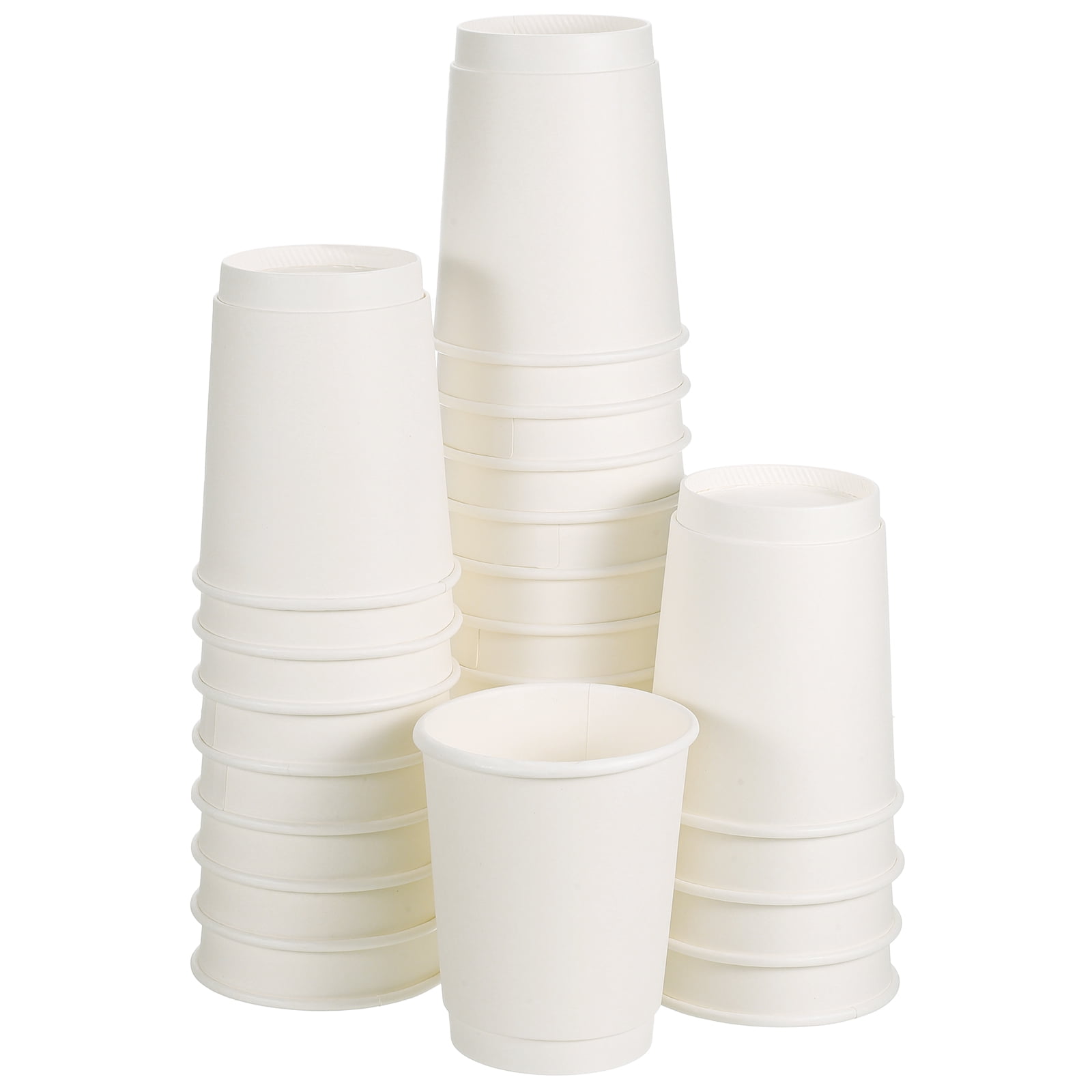 Uxcell White Cup Paper Coffee Cups, 50 Pack 8 Oz x 80mm Double-Layer ...