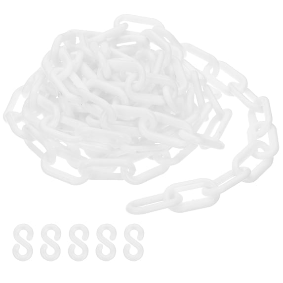 Uxcell White Plastic Chain, 10 ft 6mm Safety Barrier Chain for Crowd ...