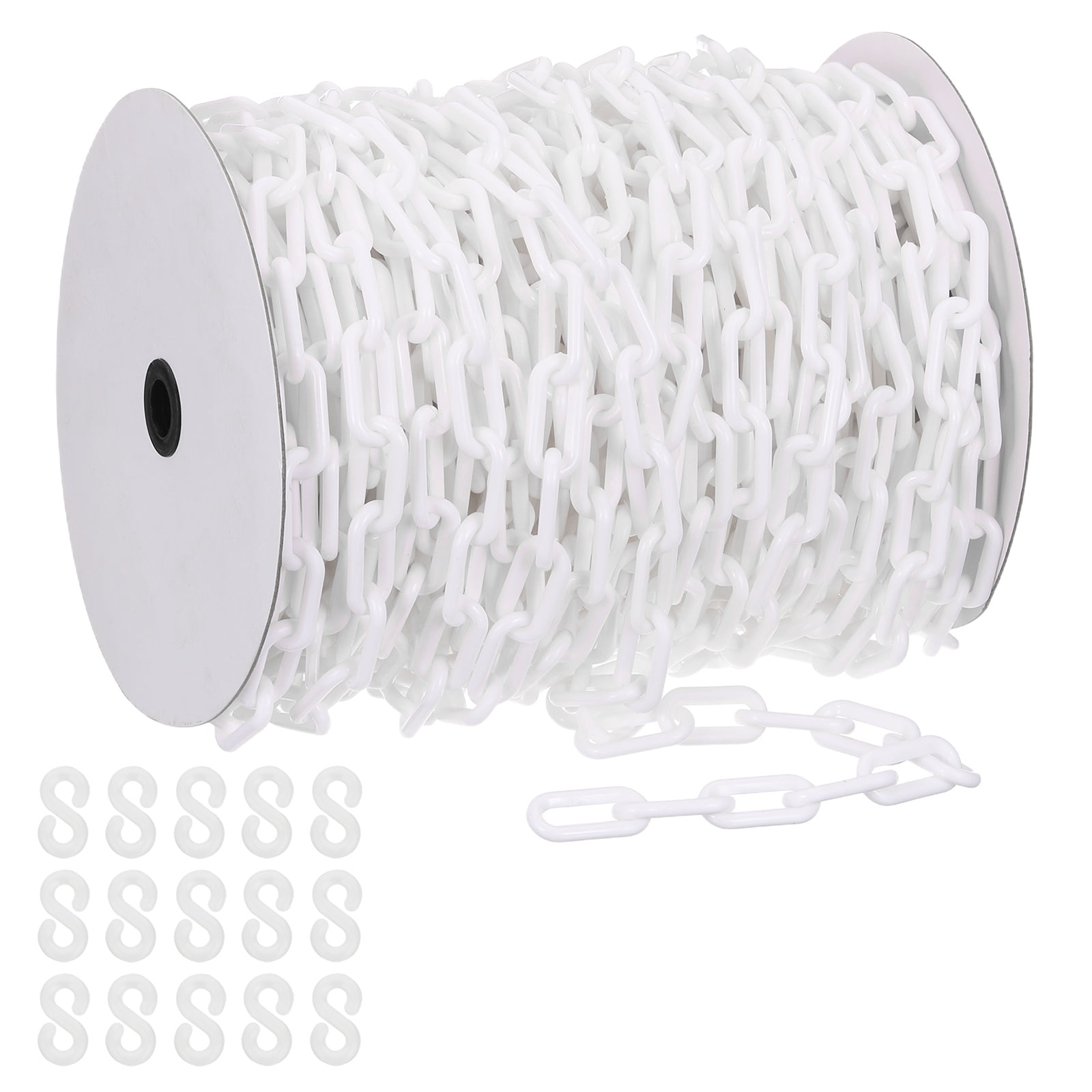 Uxcell White Plastic Chain, 164 ft 8mm Safety Barrier Chain for Crowd ...