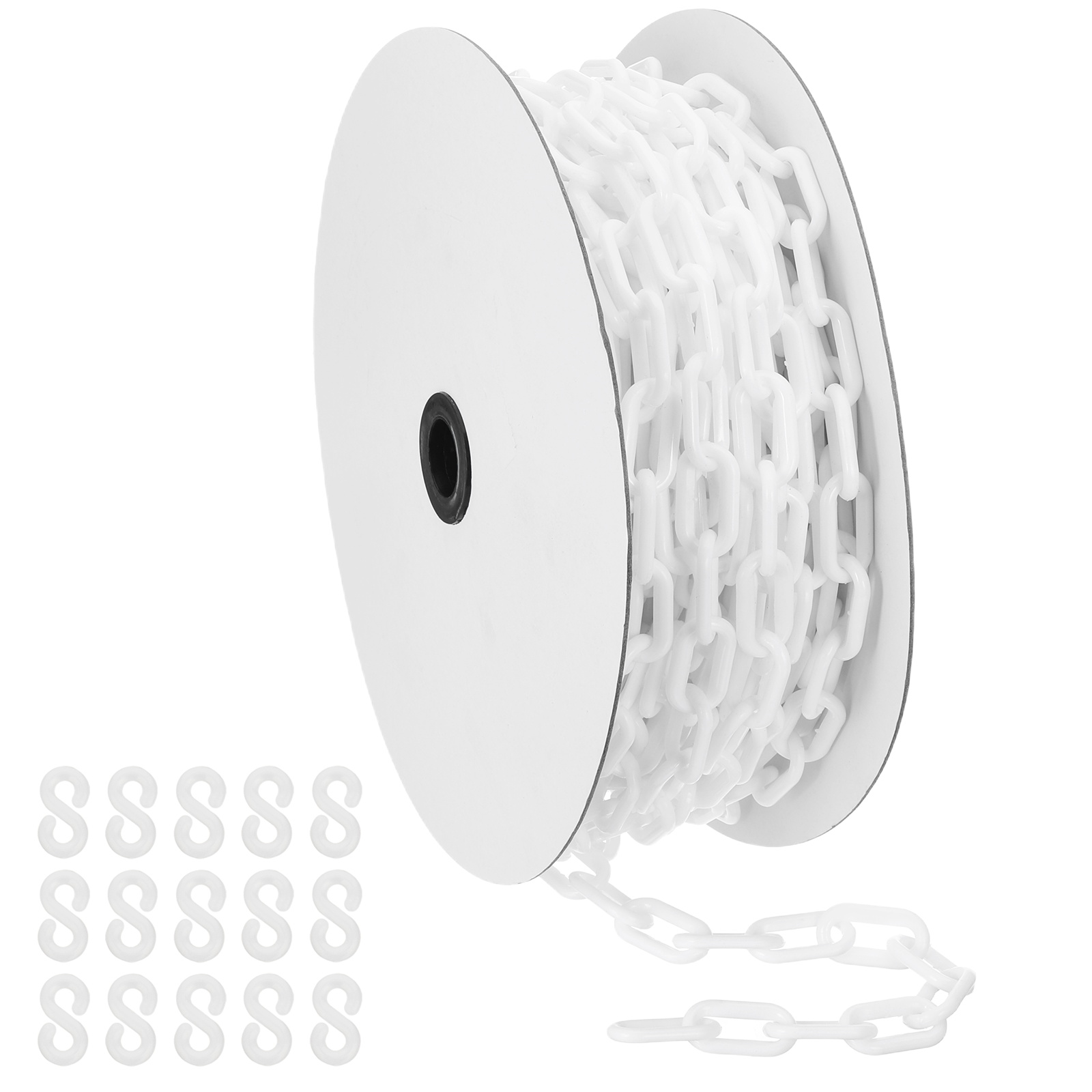 Uxcell White Plastic Chain, 92 ft 6mm Safety Barrier Chain for Crowd ...