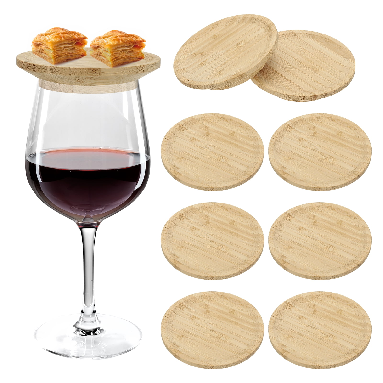 Uxcell Wine Glass Charcuterie Topper, 4 Inch Wine Glass Covers Bamboo ...
