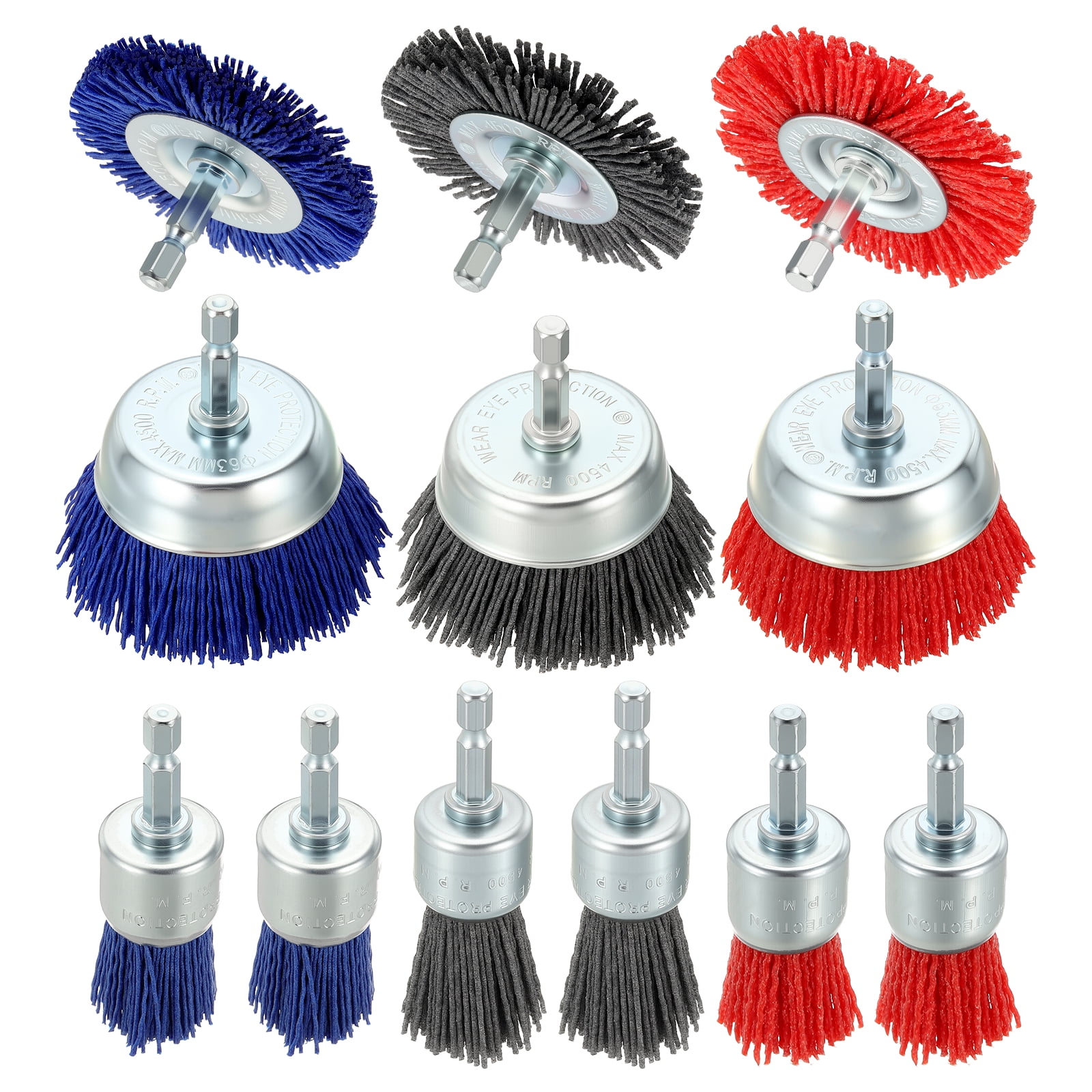 Uxcell Wire Brush for Drill Kit, 12pcs Crimped Wire Wheels Cup Brush ...