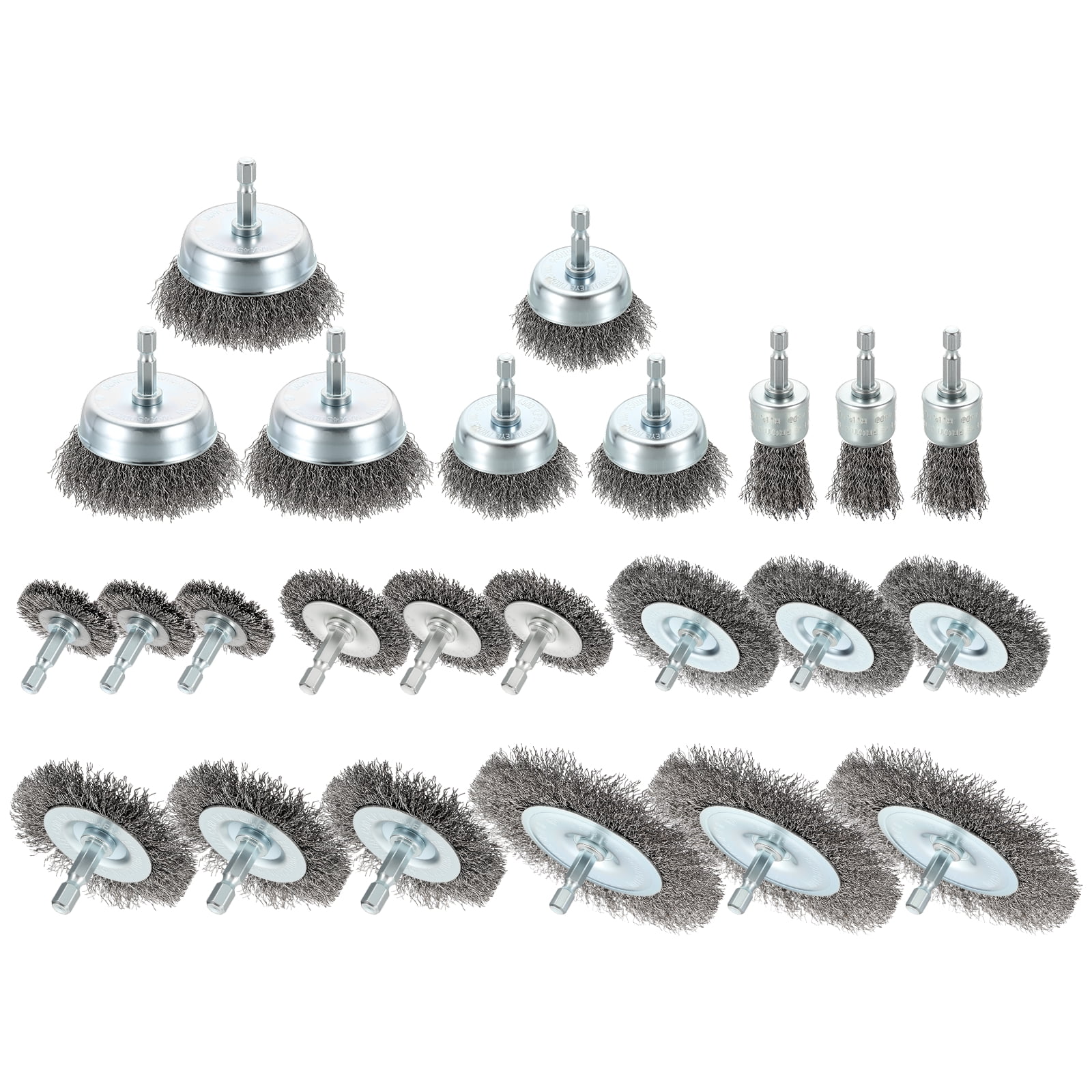 Uxcell Wire Brush for Drill Kit, 24pcs Crimped Wire Wheels Cup Brush ...