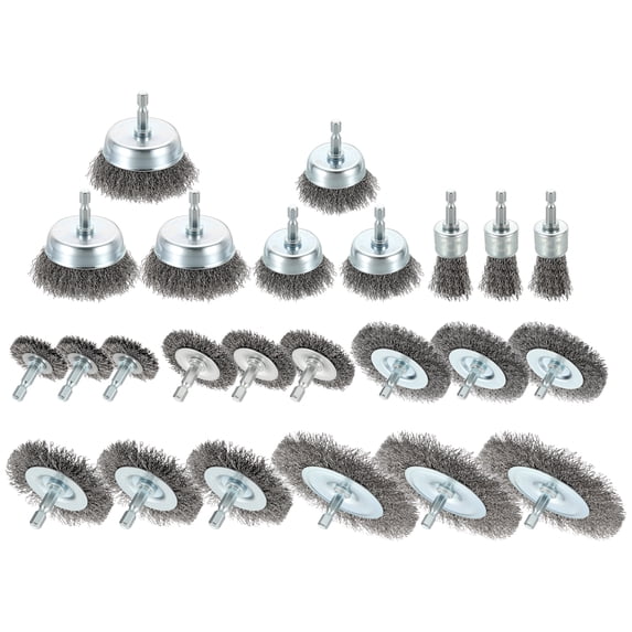 Uxcell Wire Brush for Drill Kit, 24pcs Crimped Wire Wheels Cup Brush ...