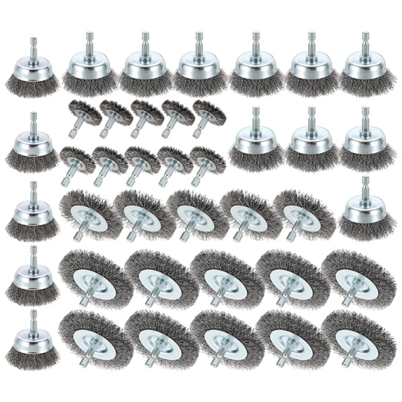 Uxcell Wire Brush for Drill Kit, 40pcs Crimped Wire Wheels Cup Brushes ...
