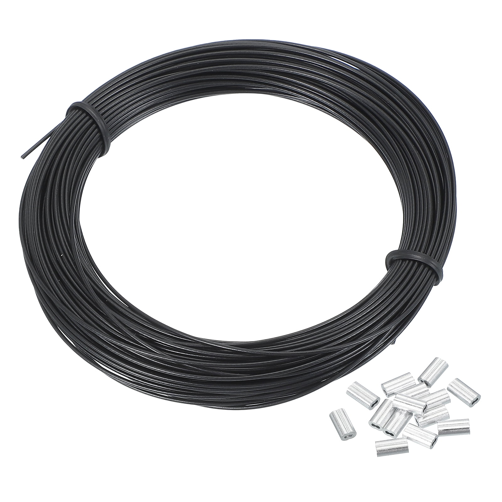 Uxcell 1/32" Wire Rope Vinyl Coated 66ft Steel Wire Cable with Crimping ...