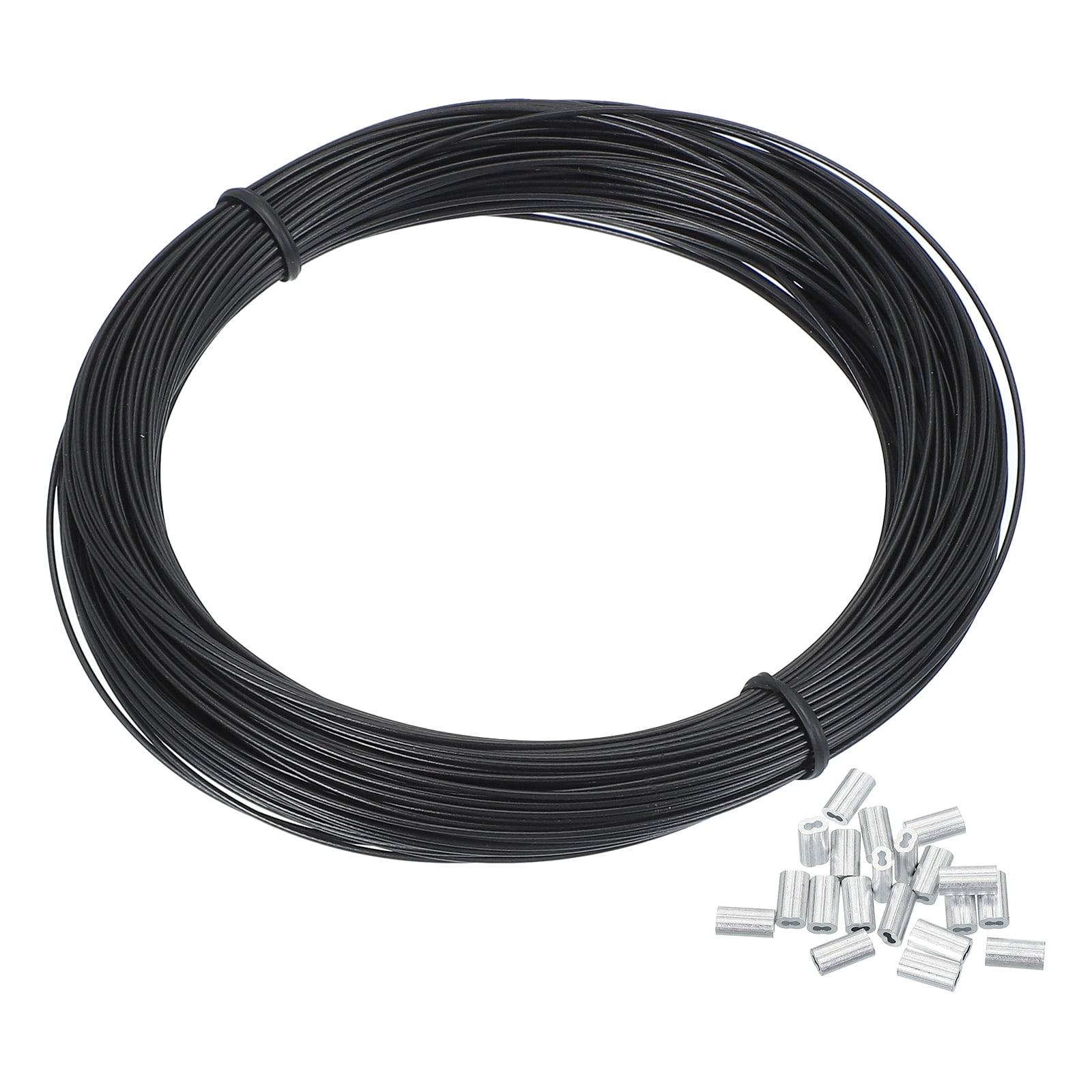 Uxcell 1/32" Wire Rope Vinyl Coated 98ft Steel Wire Cable with Crimping ...