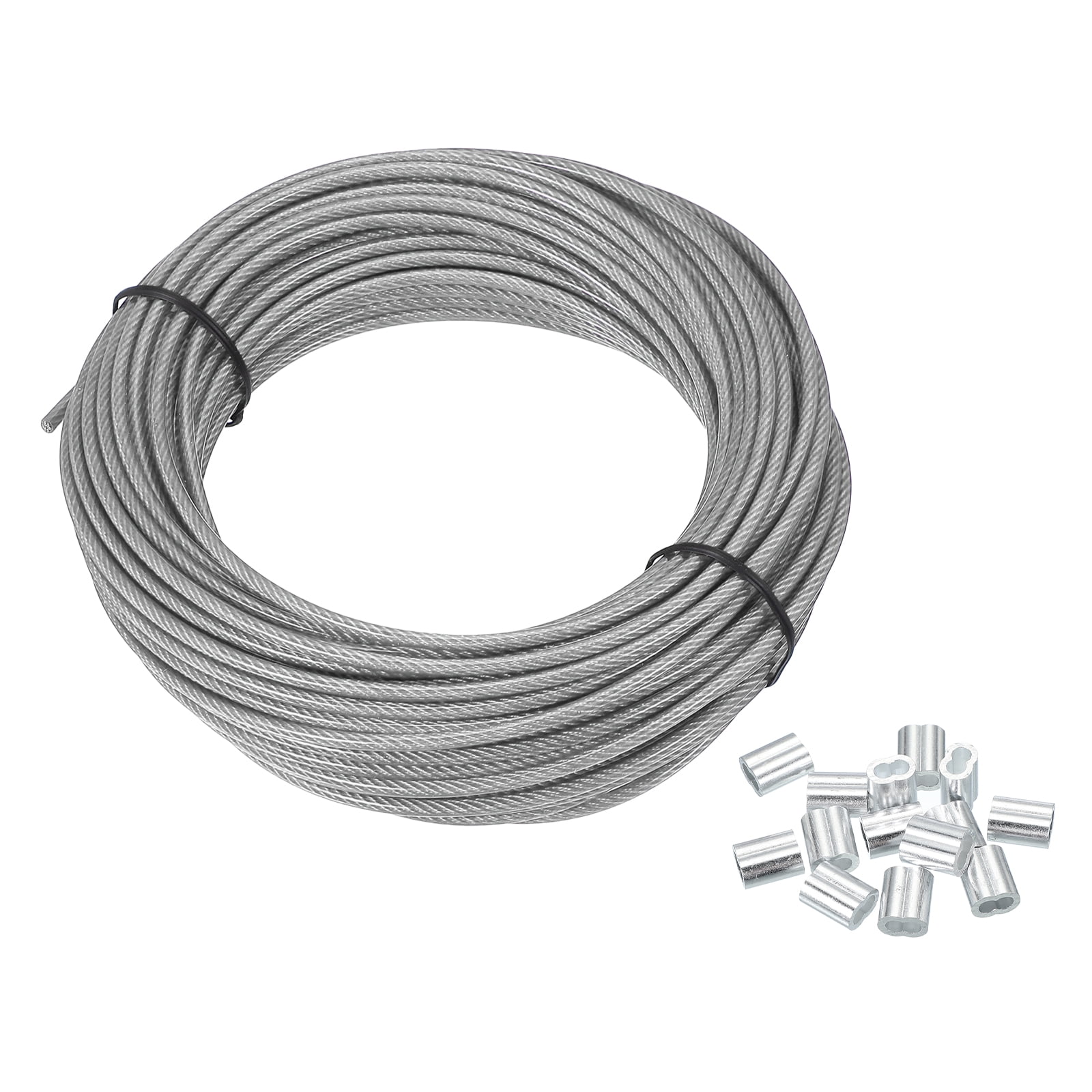 Uxcell Wire Rope, 304 Stainless Steel Wire Cable Black Vinyl Coated ...