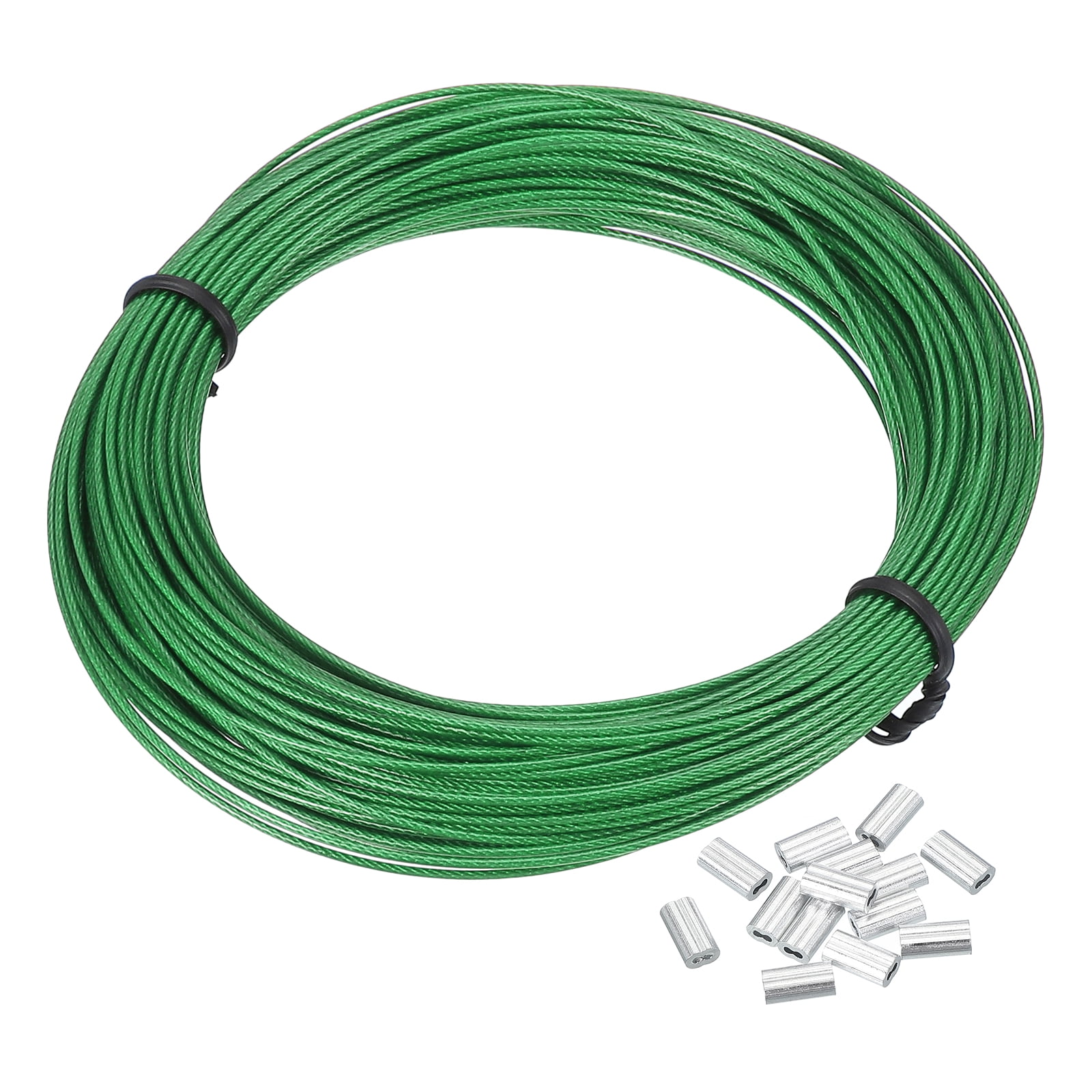 Uxcell 1/32" Wire Rope Vinyl Coated 66ft Steel Wire Cable with Crimping ...