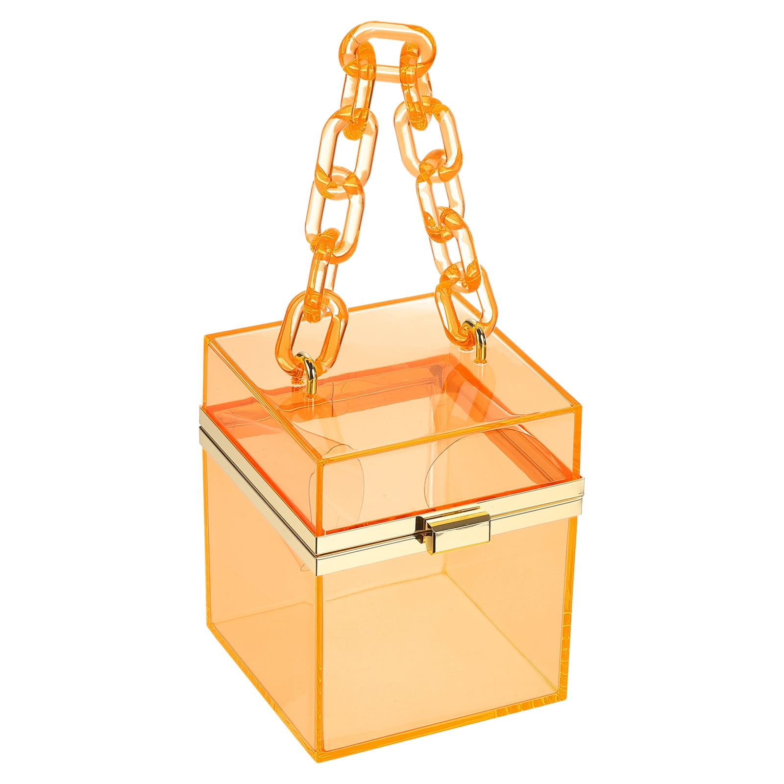 Uxcell Women Clear Purse Square Acrylic Purse Orange Gold - Walmart.com