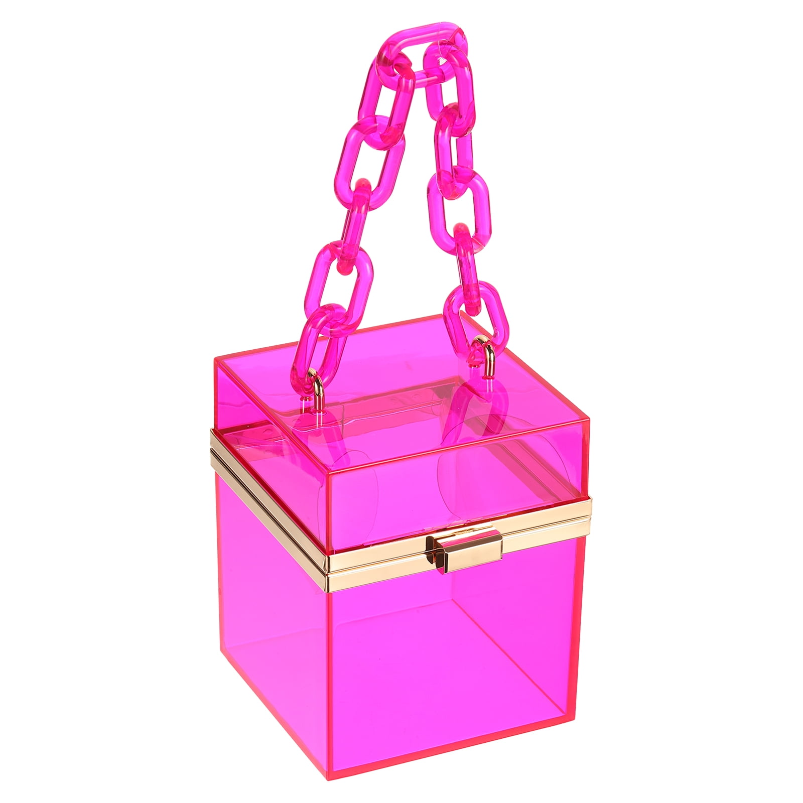 Uxcell Women Clear Purse Square Acrylic Purse Pink Gold - Walmart.com