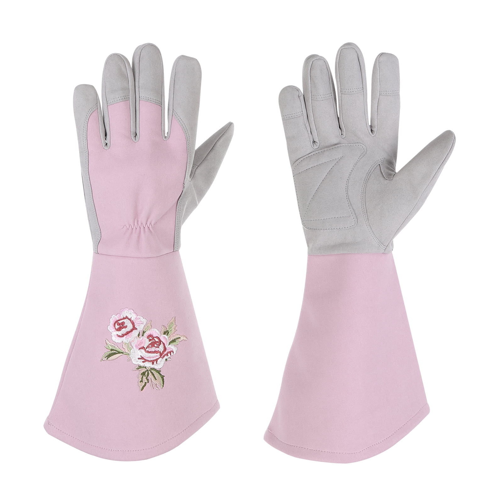Uxcell Women Gardening Gloves Thorn Proof, Medium Extra Long Leather ...