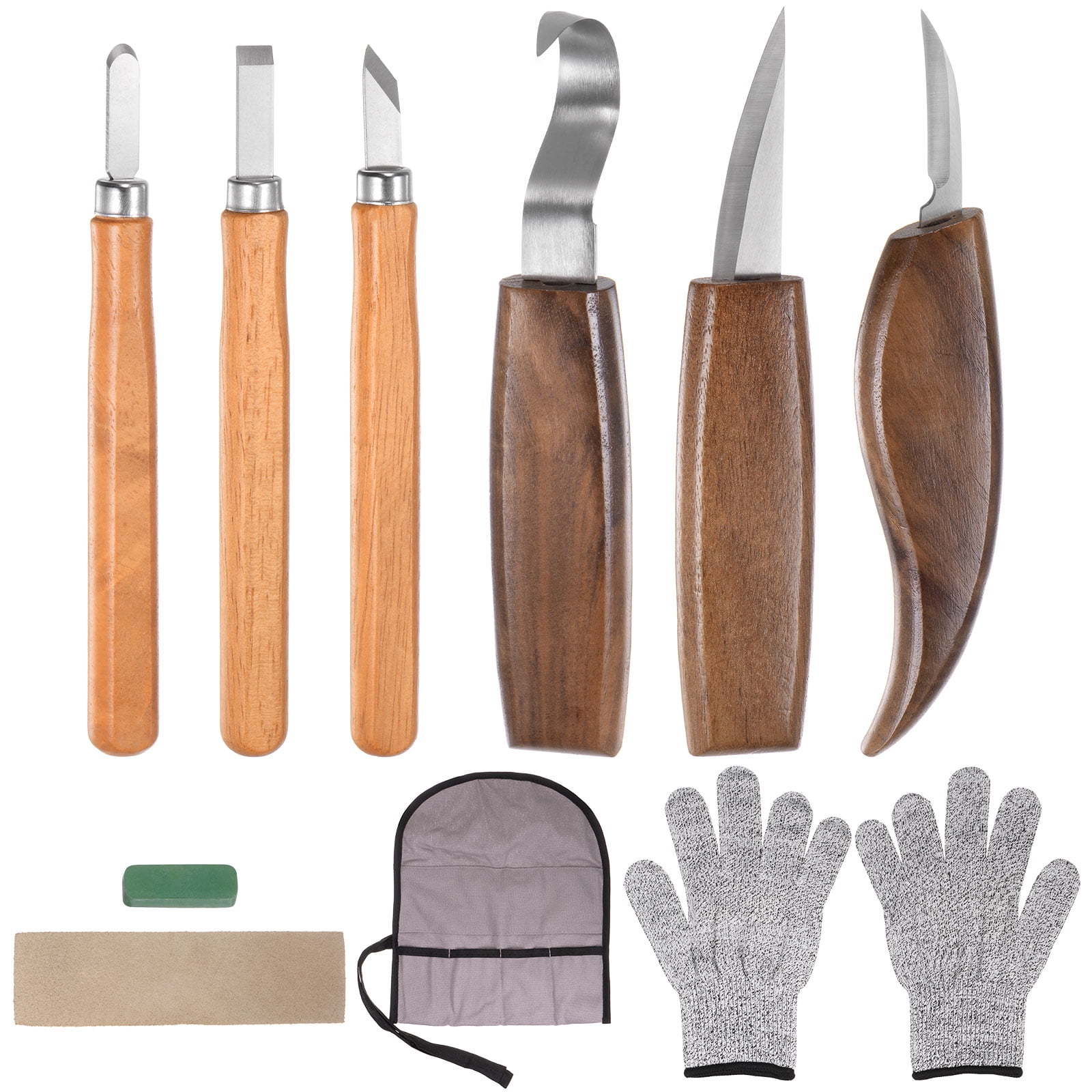 Uxcell Wood Carving Tools 10in1 Set Hand Carving Tool with Roll Bag ...