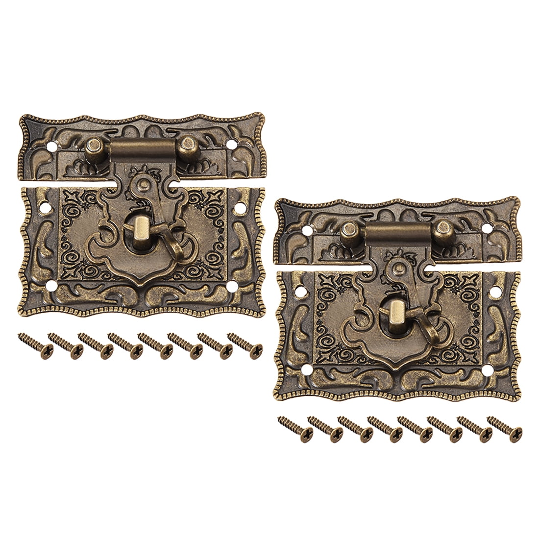 Uxcell Wood Case Chest Box Rectangle Clasp Closure Hasp Latches Bronze ...