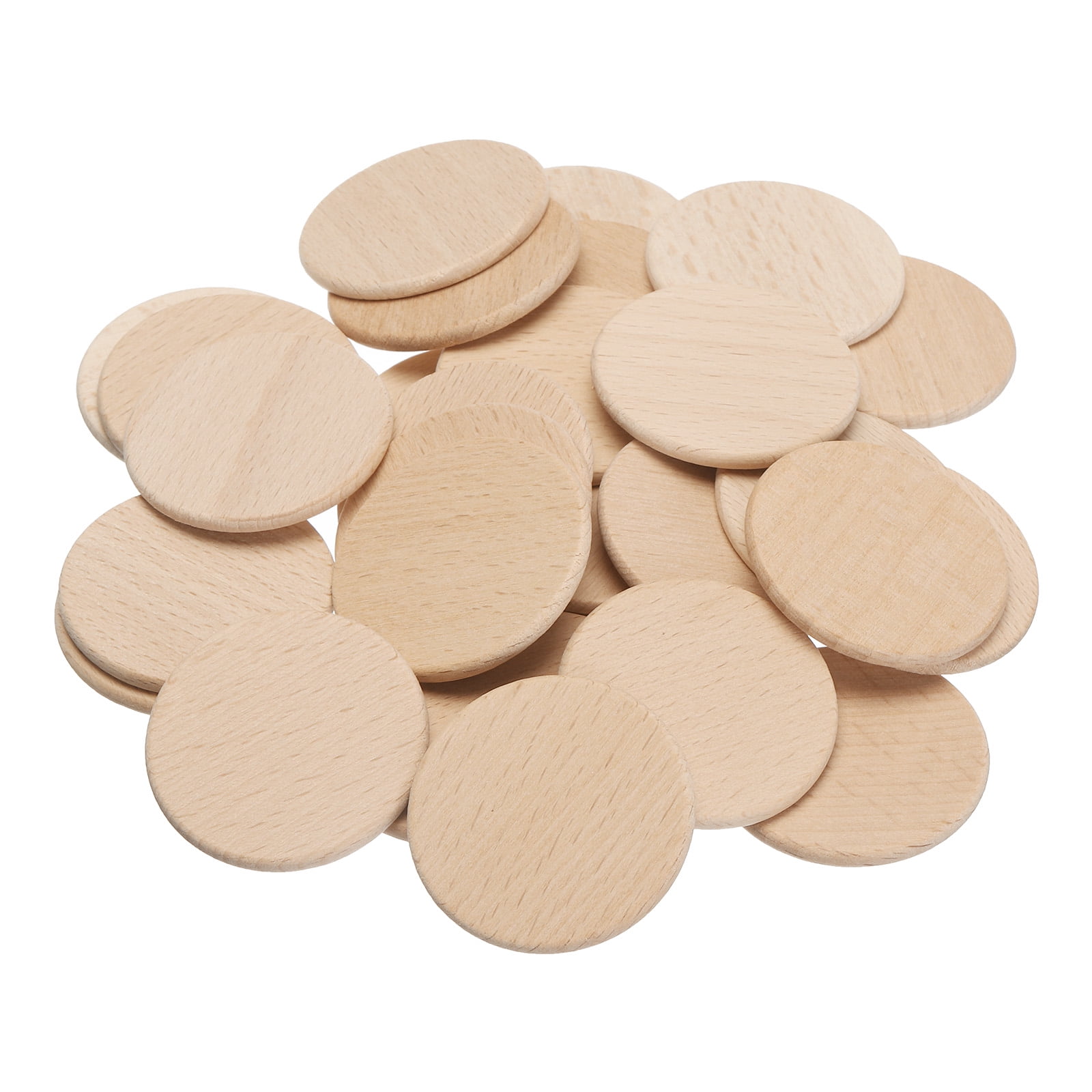 Uxcell Wood Circles, 30 Pack Round Wooden Discs Unfinished Wooden ...