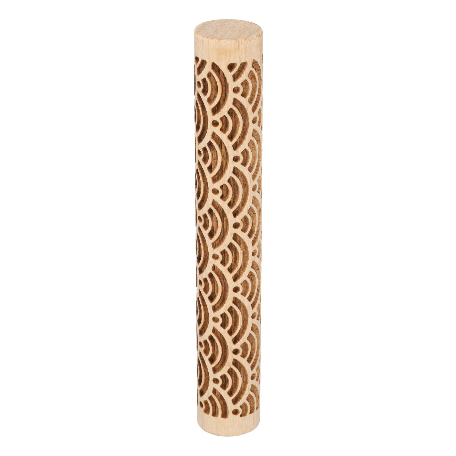 Uxcell Wood Clay Roller 4" Water Wave Pattern Rolling Pins Wood Rollers ...