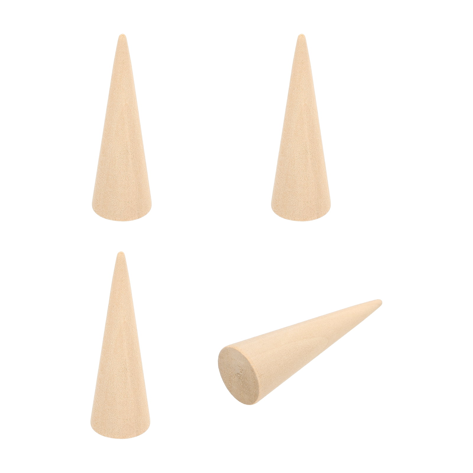 Uxcell Wood Cone Ring Holder, 4Pcs Wooden Finger Jewelry Ring Display ...