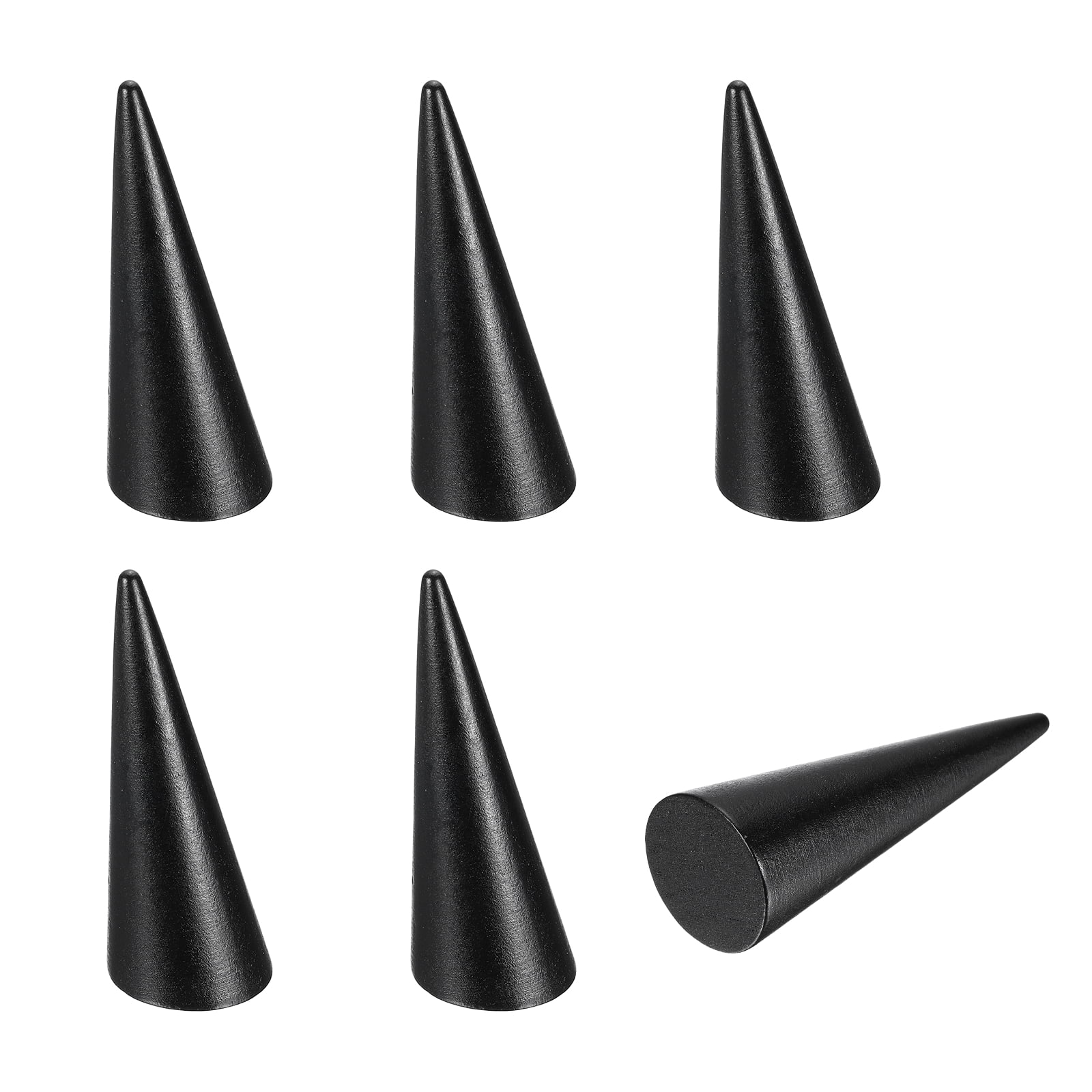 Uxcell Wood Cone Ring Holder, 6Pcs Wooden Finger Jewelry Ring Display ...