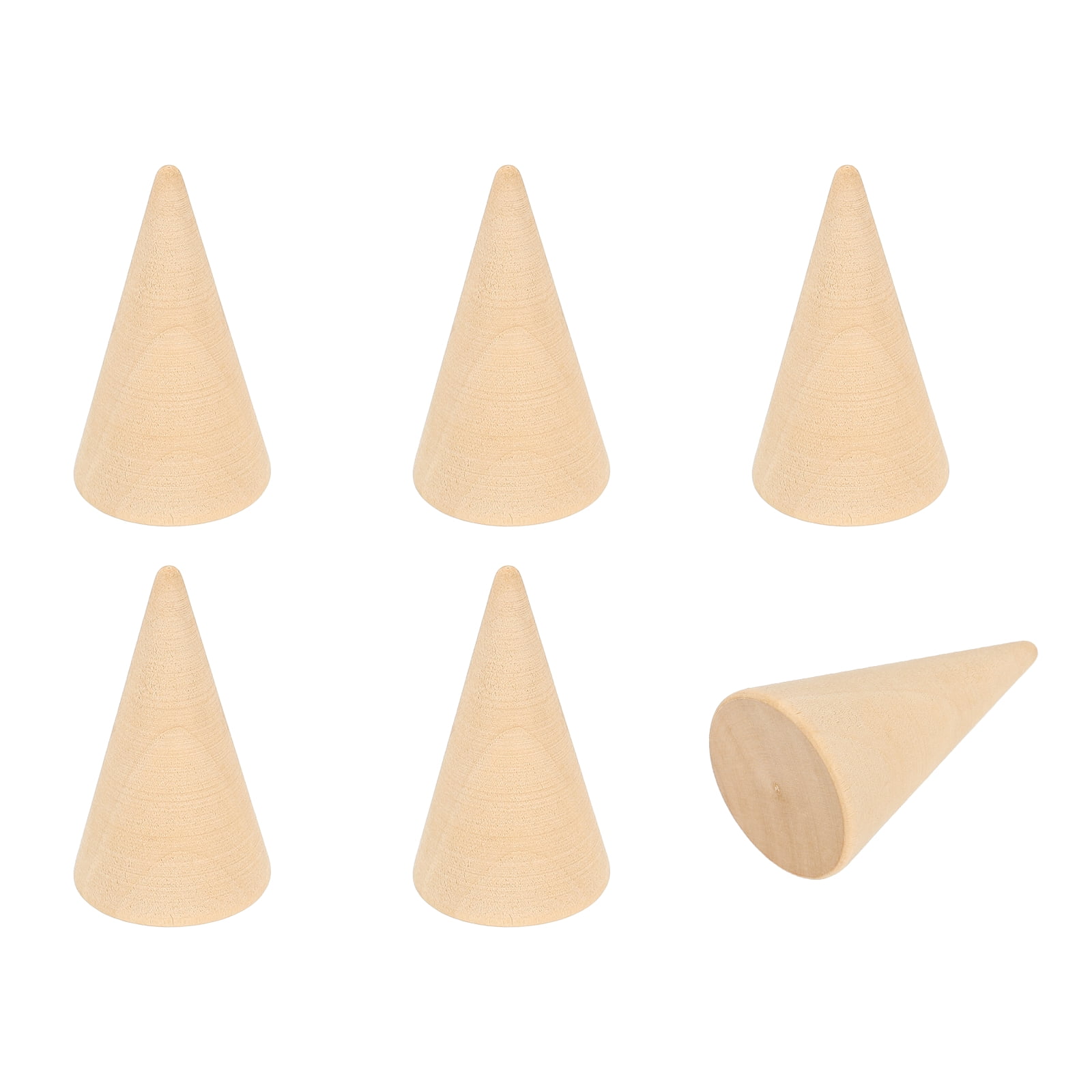 Uxcell Wood Cone Ring Holder, 6Pcs Wooden Finger Jewelry Ring Display ...