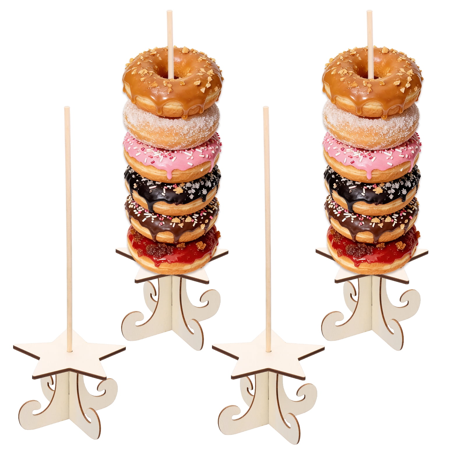 Uxcell Wood Donut Stands, 4 Pcs Star Shape Bagel Holder Stand with ...