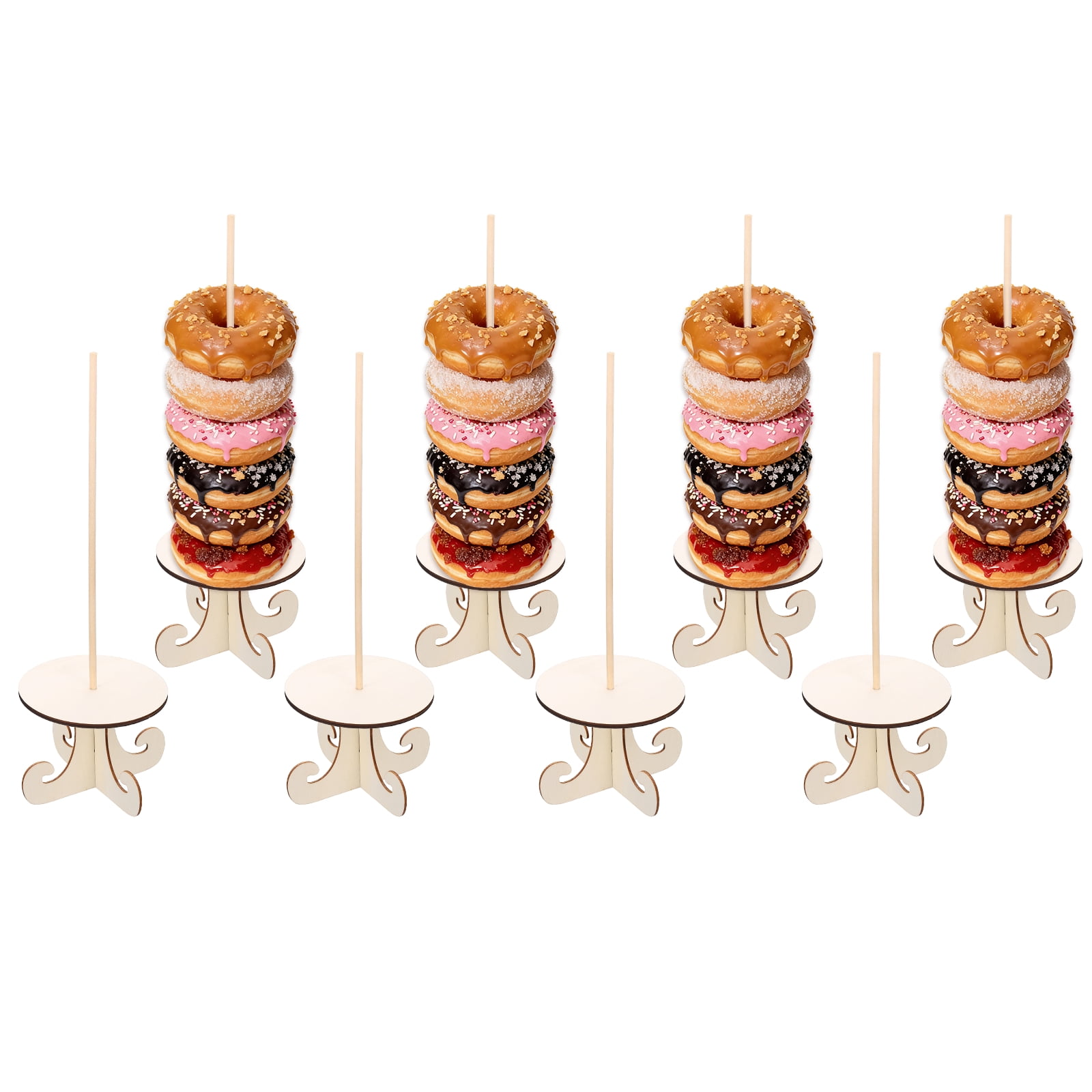 Uxcell Wood Donut Stands, 8 Pcs Circle Bagel Holder Stand with Bracket ...