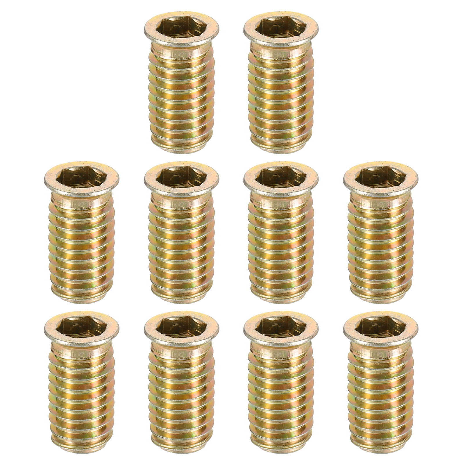 Uxcell Wood Furniture M10x30mm Threaded Insert Nuts Interface Hex ...