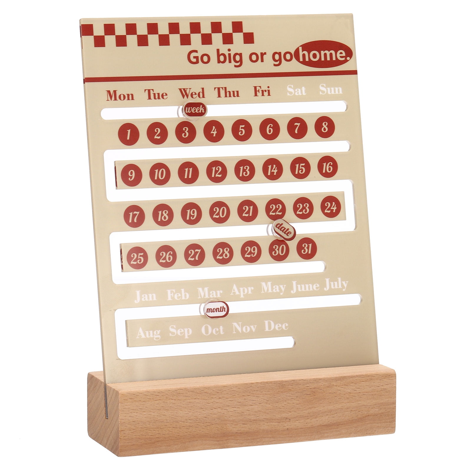 Uxcell Wood Perpetual Calendar, Desktop Acrylic Calendar Stand Slide ...