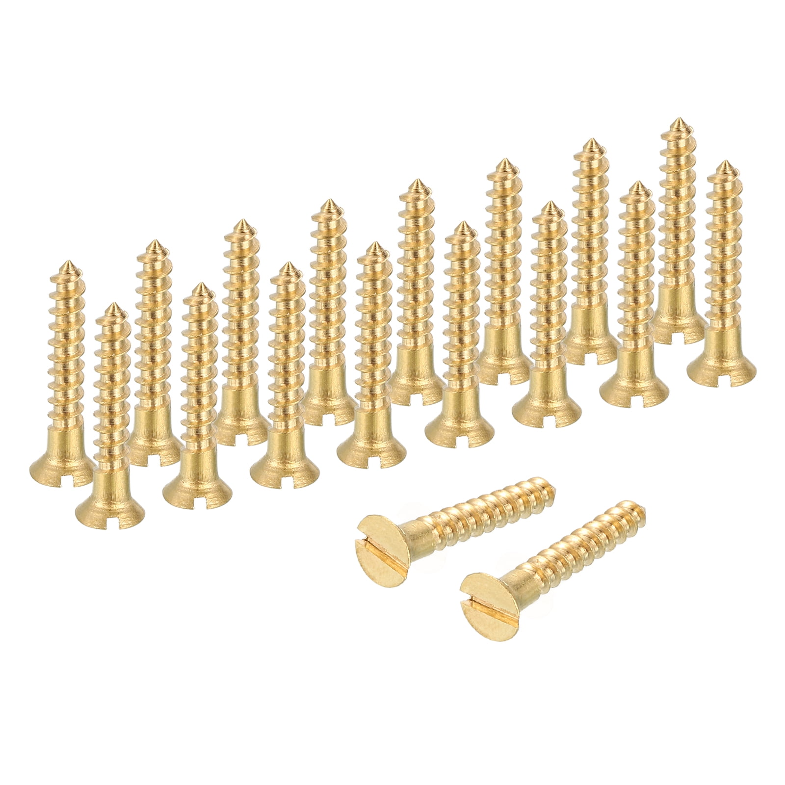 Uxcell Wood Screws Brass Slotted Flat Head Self Tapping Screws for ...