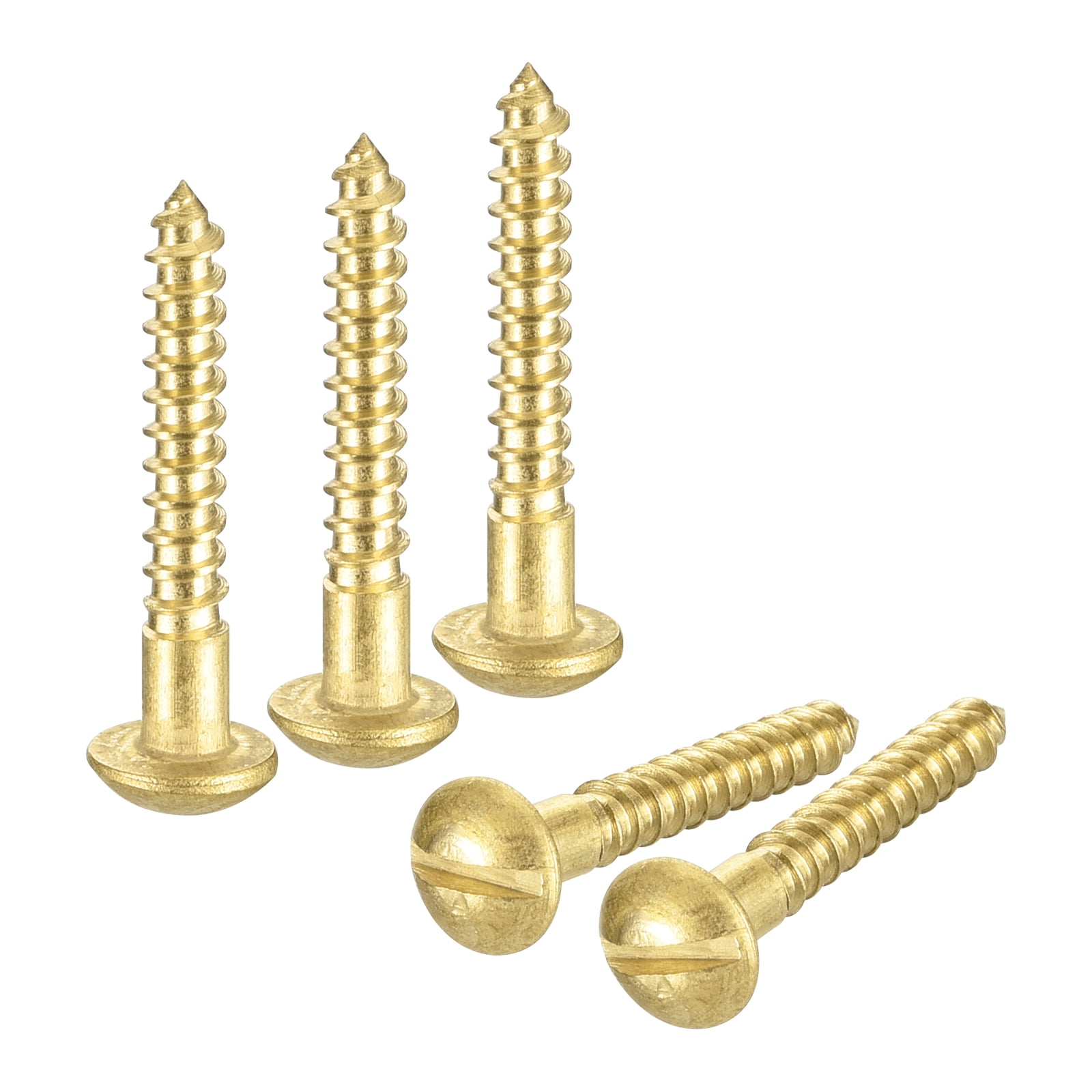 Uxcell Wood Screws M2.5 x 16mm Slotted Round Head Brass Self-Tapping ...