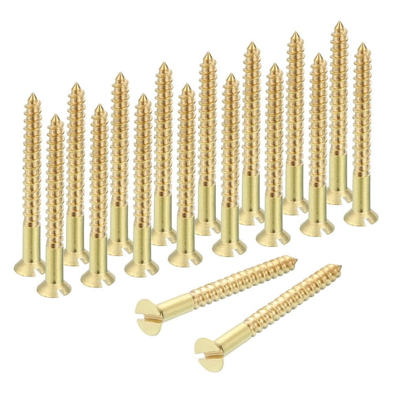 Uxcell Wood Screws Brass Slotted Flat Head Self Tapping Screws for Woodworking and Household Use ...