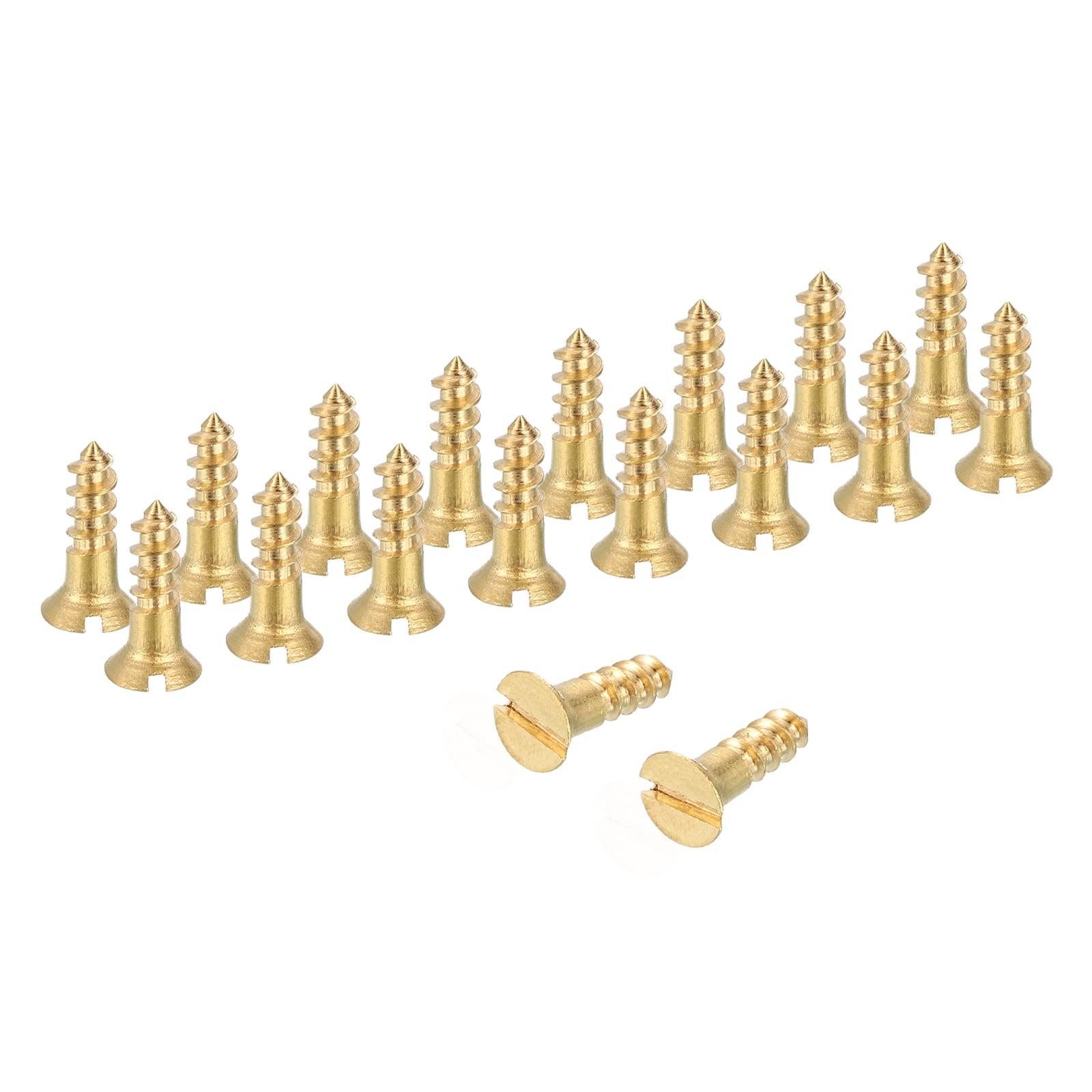 Uxcell Wood Screws Brass Slotted Flat Head Self Tapping Screws for ...