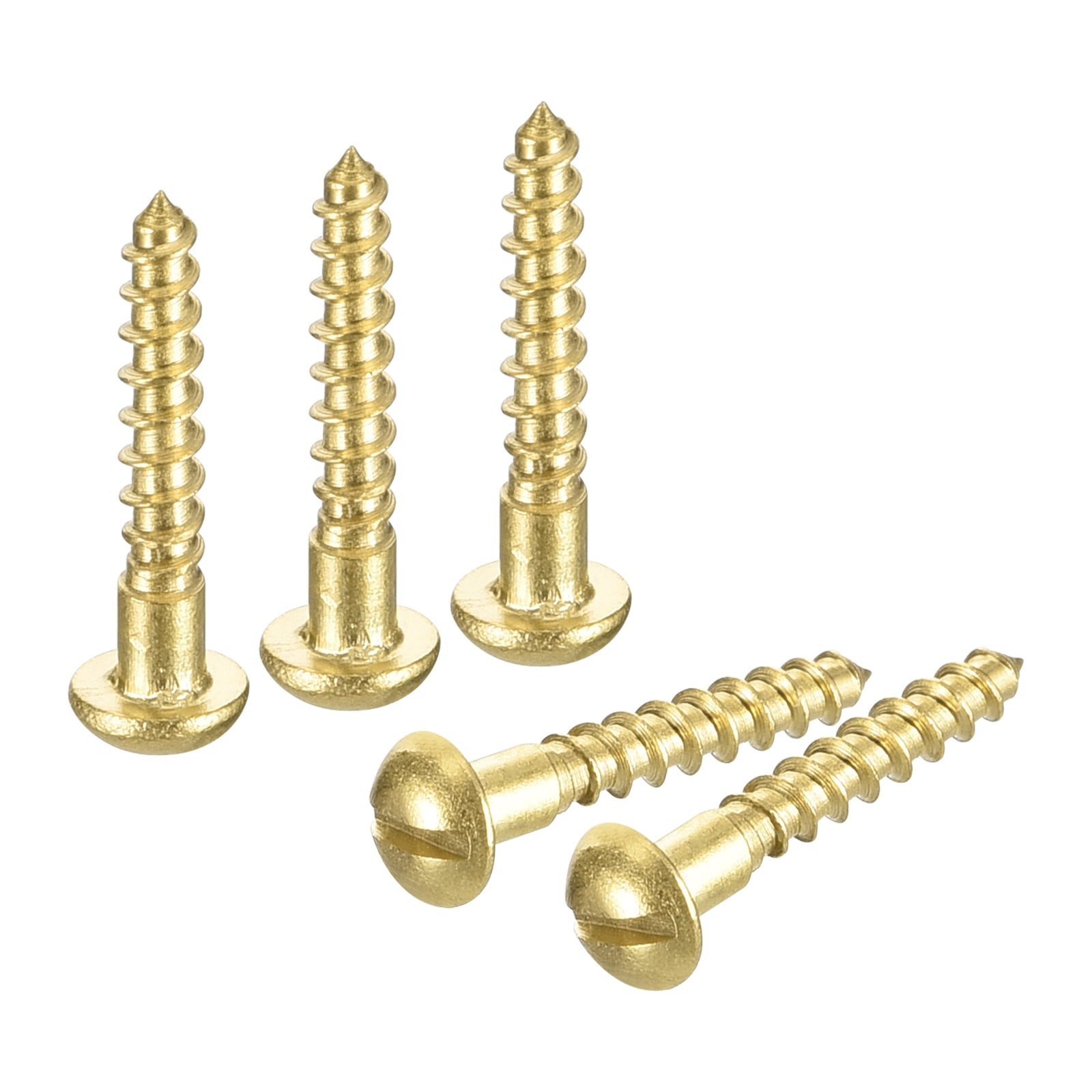 Uxcell Wood Screws M2 x 12mm Slotted Round Head Brass Self-Tapping ...