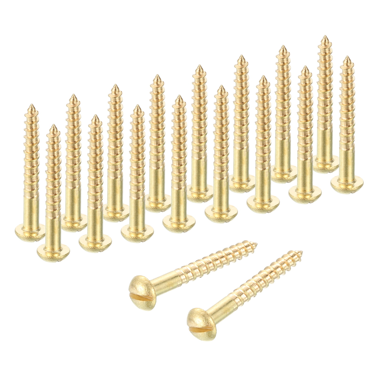 Uxcell Wood Screws Brass Slotted Round Head Self Tapping Screw Quick ...